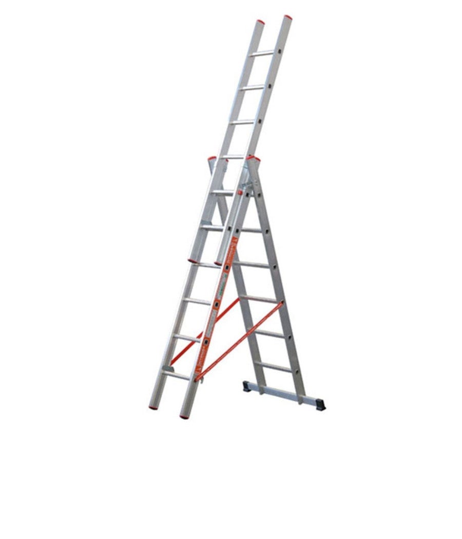 Trade Shop - Scala Tripla Trasformabile 3 Elementi In Alluminio A Sfilo ...