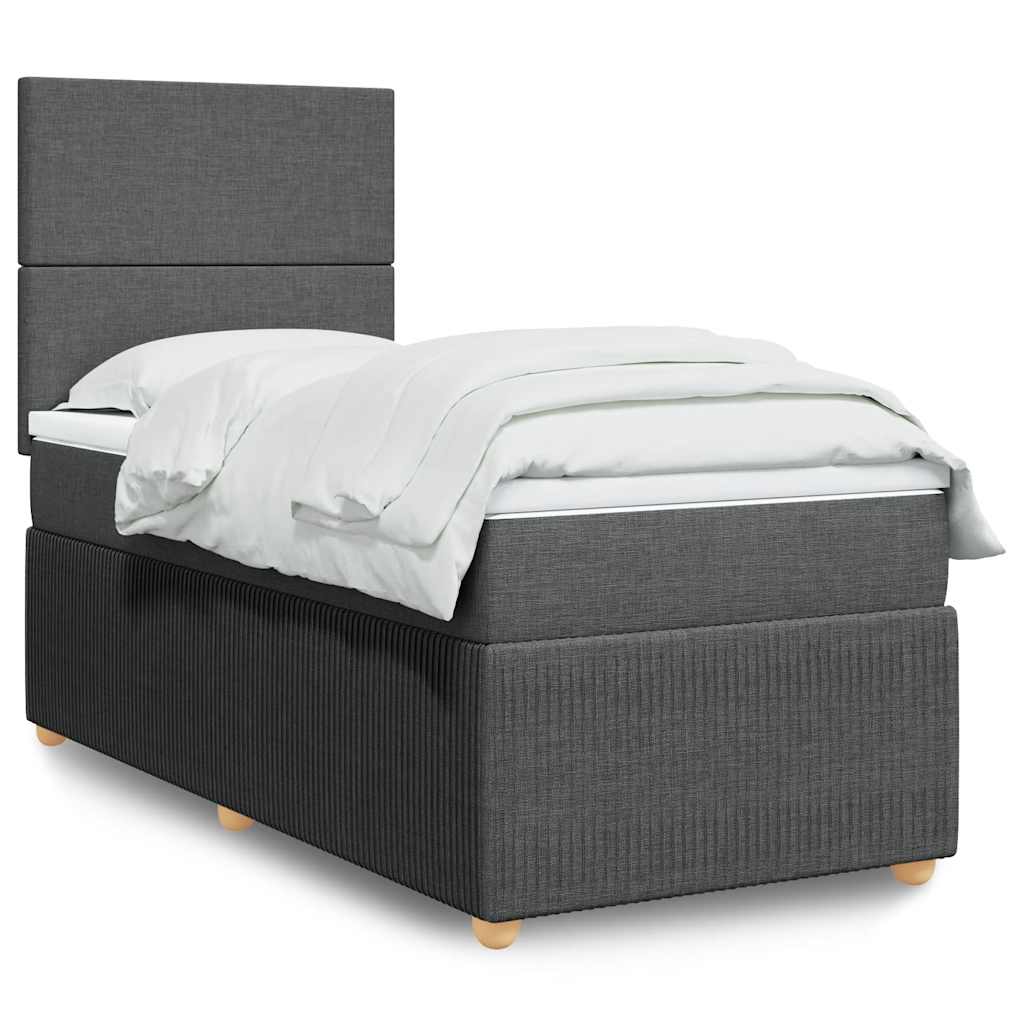Cama box spring con colchón tela gris oscuro 100x200 cm | Leroy Merlin