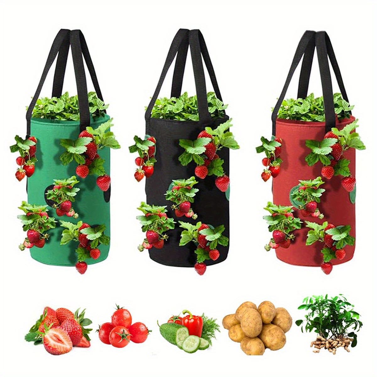 Bolsa de cultivo de fresas al revés, bolsas colgantes con 12 agujeros ...