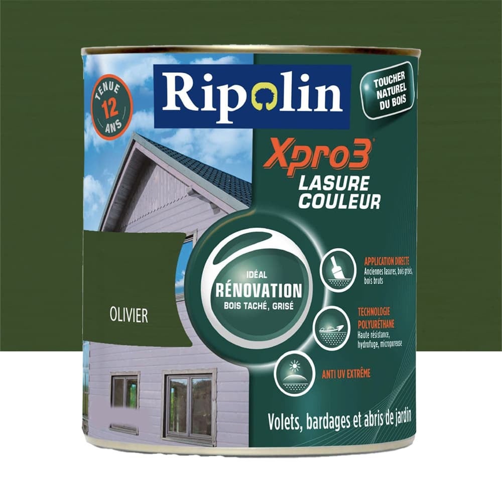 Lasure Opaque RIPOLIN XPro3 Rénovation Olivier 1 L - Contenance : 1 L ...