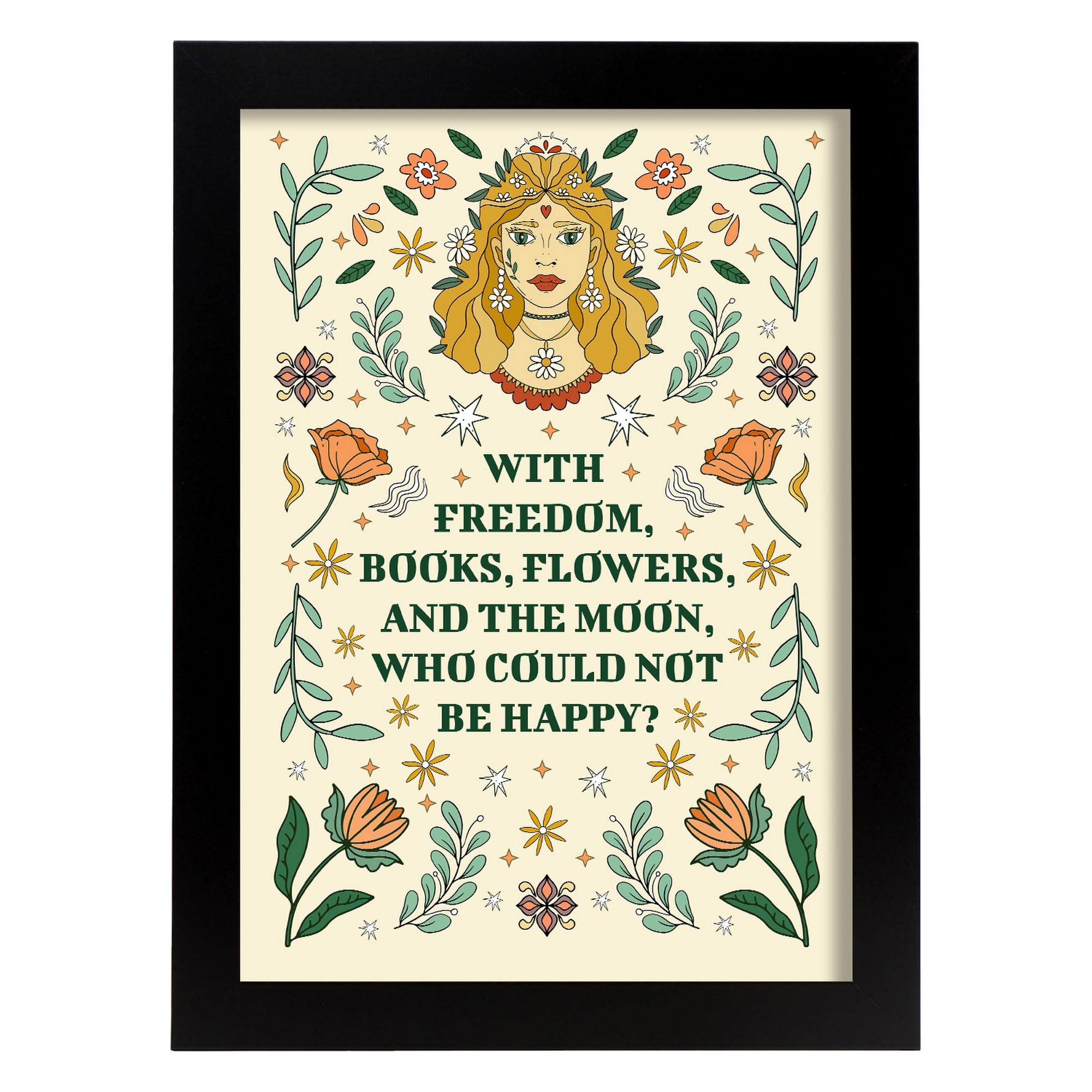 Lámina Poster De Con Libertad Libros Y Flores Cuadros Decorativos Para ...