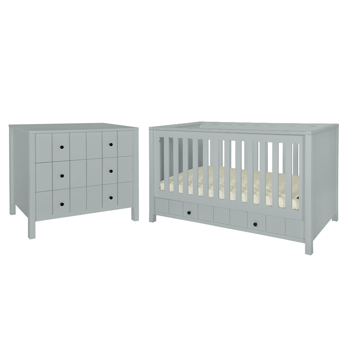 Lit évolutif 70x140 et commode 3 tiroirs Allpin Gris | Leroy Merlin