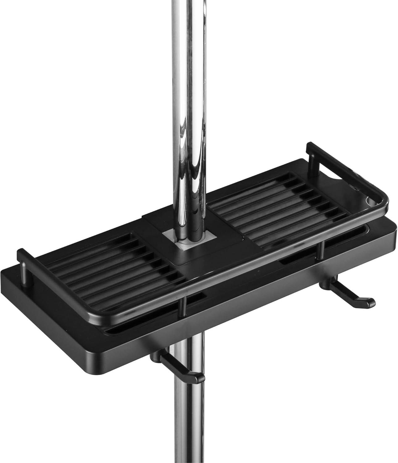 Estante de ducha para baño, colgante, con dos ganchos giratorios, negro ...