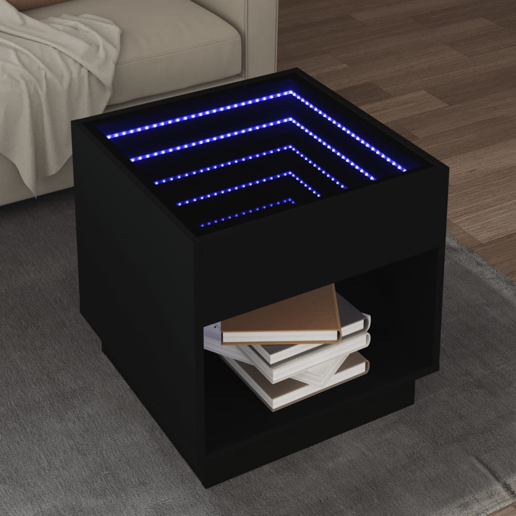 Table basse avec LED infini noir 50x50x50 cm vidaXL | Leroy Merlin