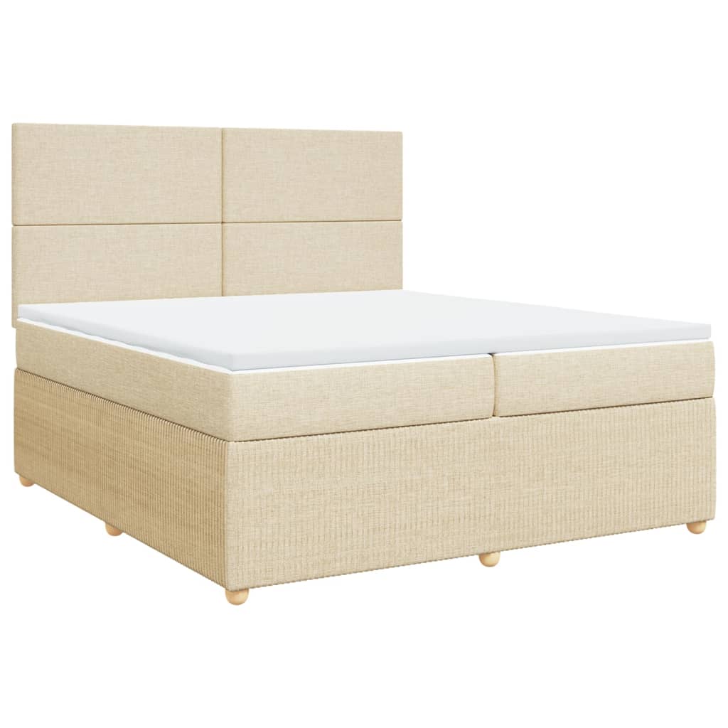 Cama box spring con colchón tela color crema 200x200 cm | Leroy Merlin