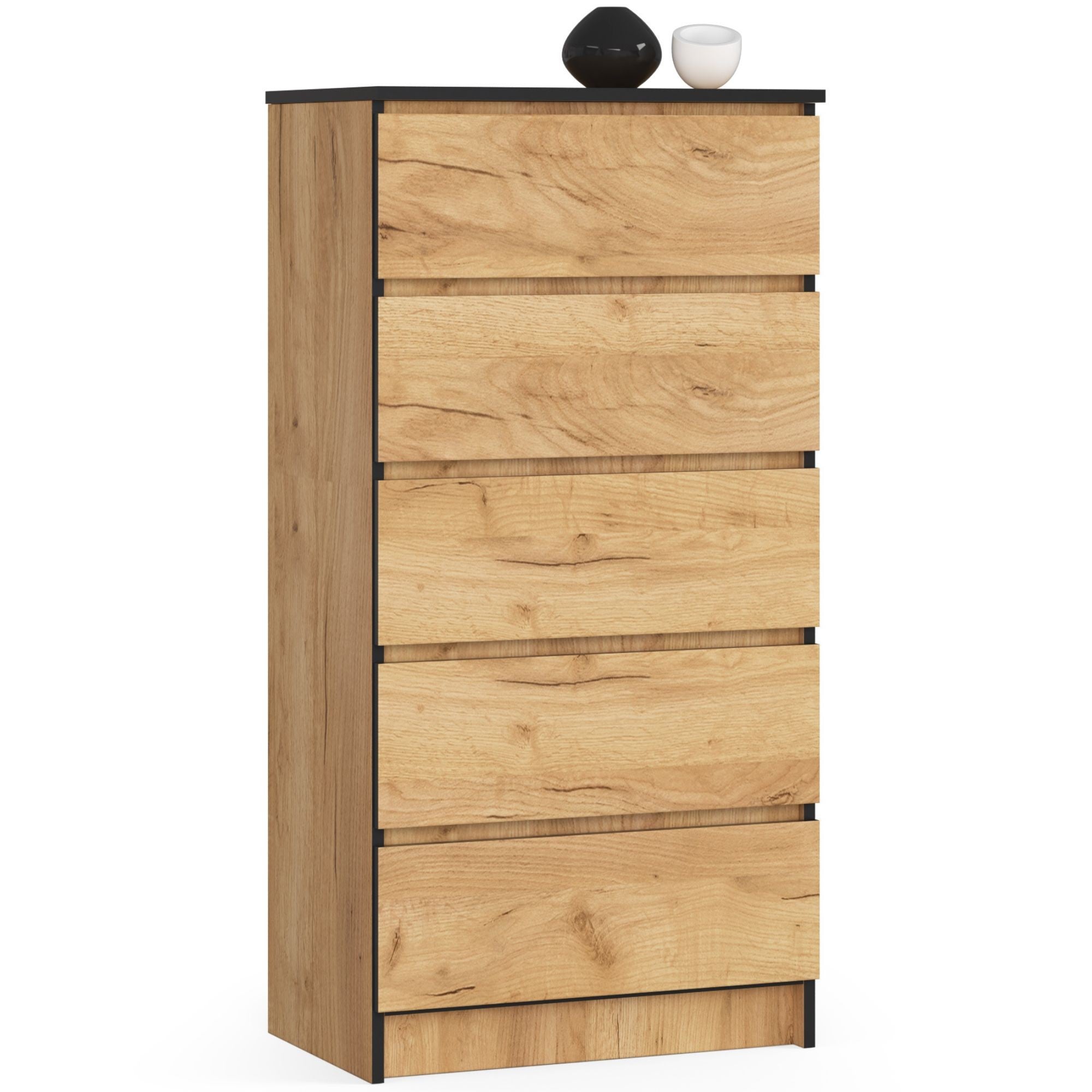 Commode : 5 tiroirs, Craft Oak, 60 x 121 x 40cm | Leroy Merlin