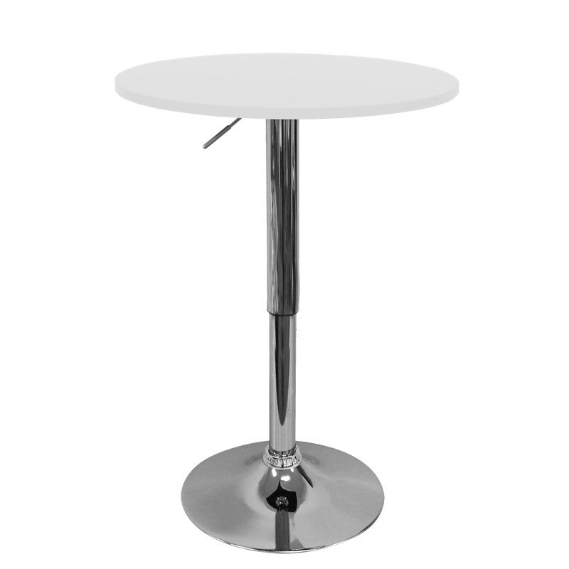 Table de bar ronde laquée blanc et acier chromé D60xH68-76cm Kofy ...