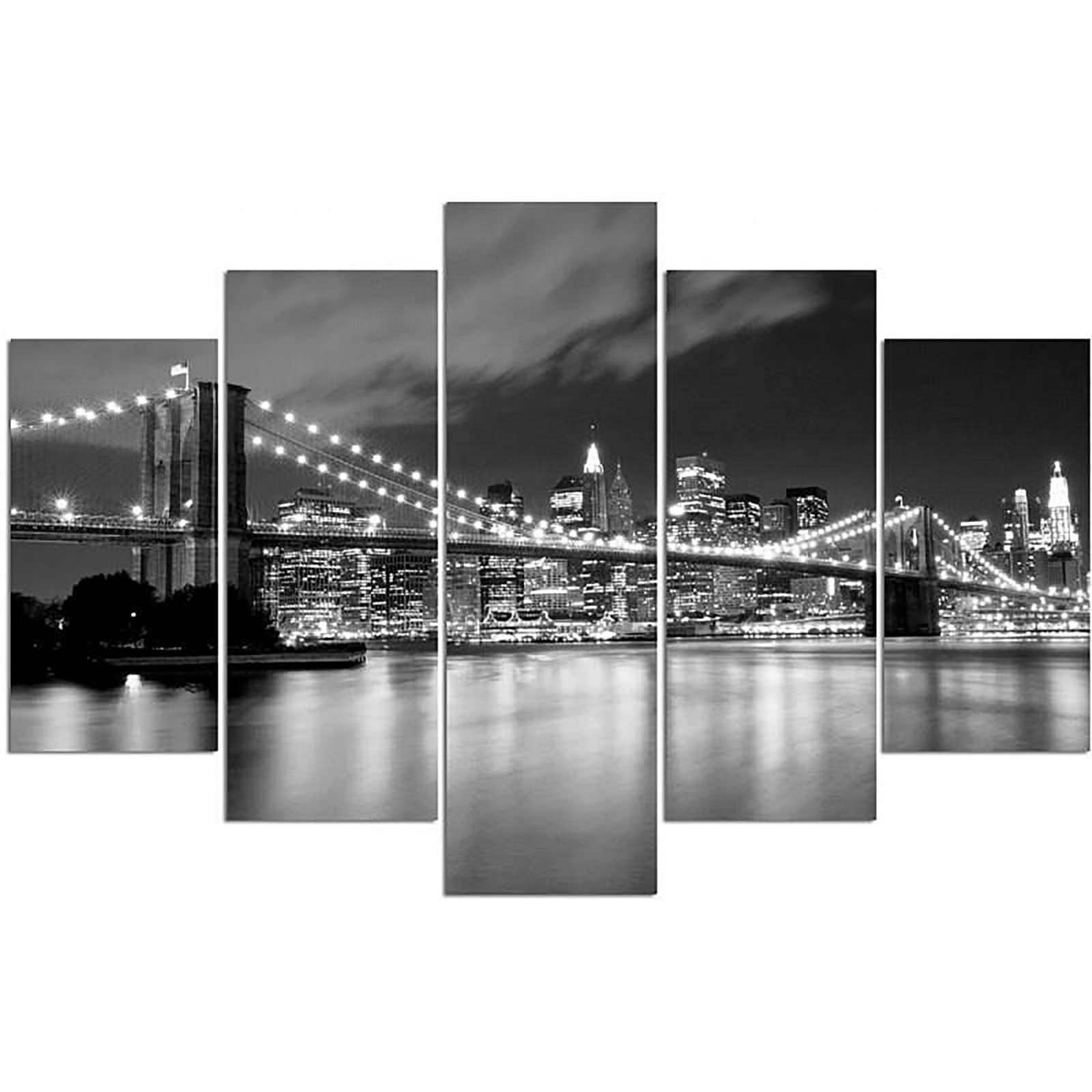Tableau pont de brooklyn la nuit - 100 x 70 cm | Leroy Merlin