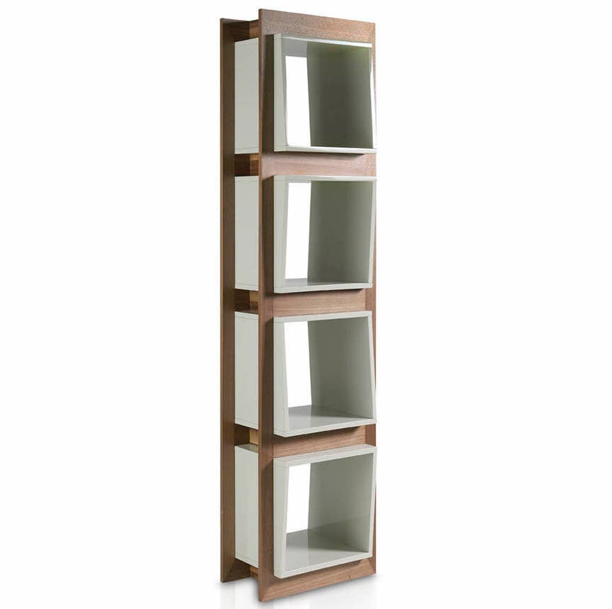 Muza estantería contemporánea en madera de nogal y lacada-Color Fresno ...