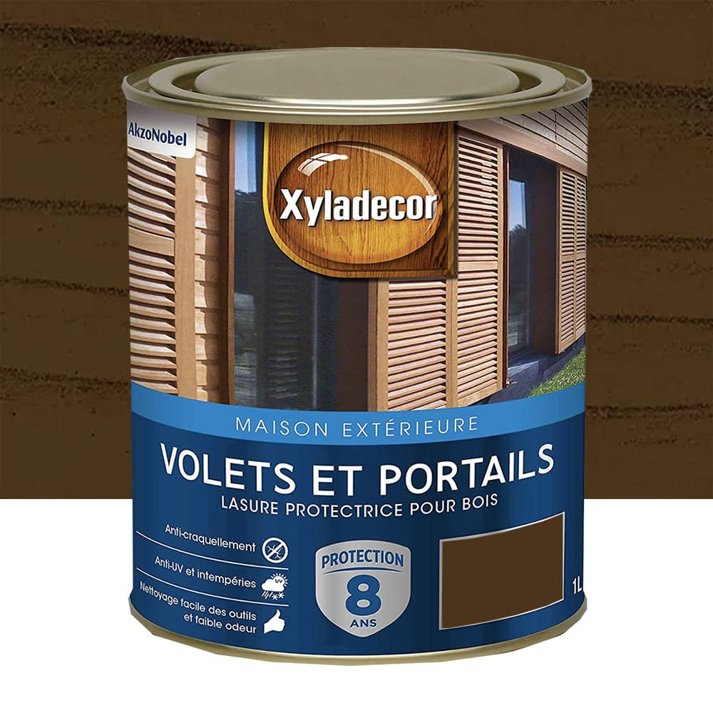 Lasure Xyladécor Volets & Portails 8ans Chêne foncé 1 L - Contenance : 1 L | Leroy Merlin