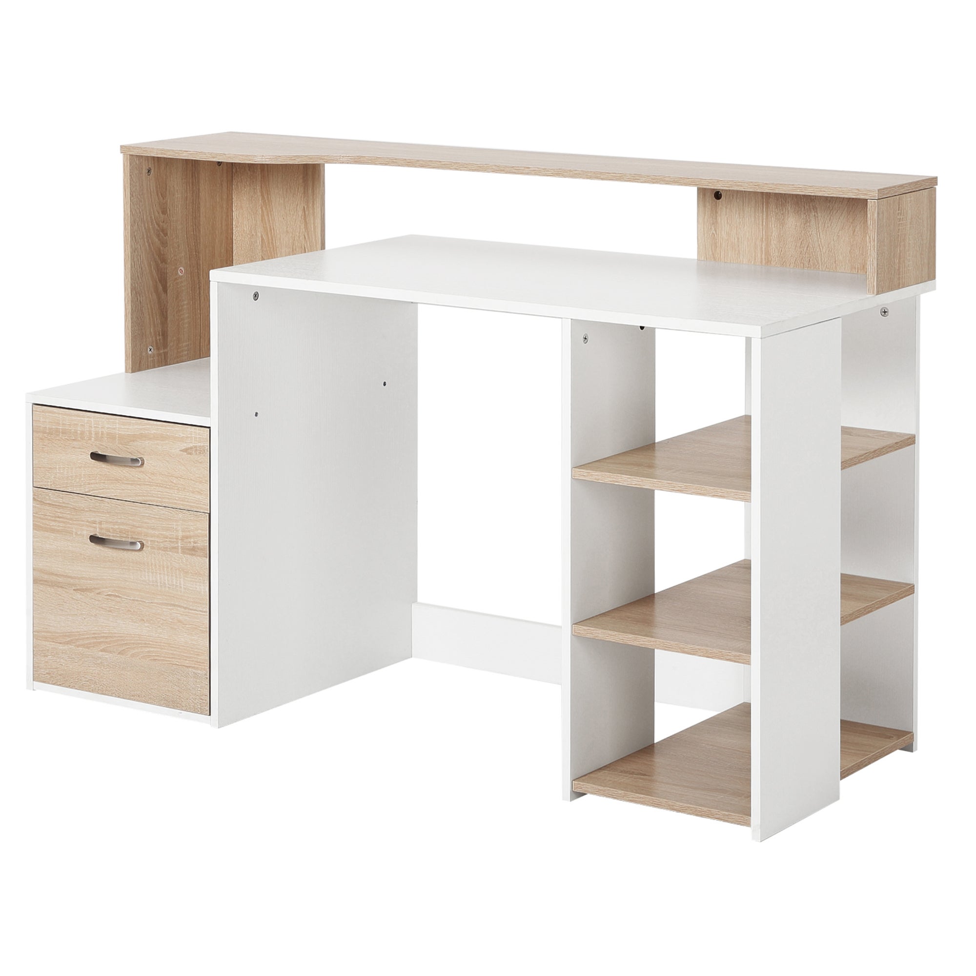 Modern Computer Desk with MDF Wood Shelves 137 x 55 x 92cm | Leroy Merlin