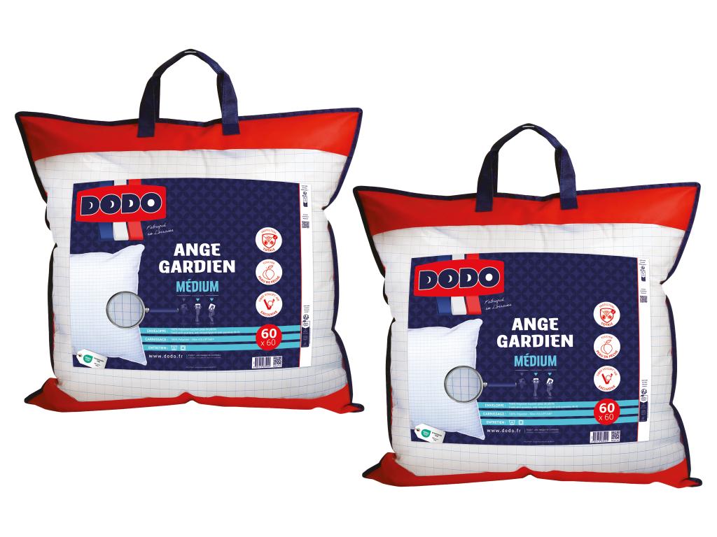 Lot de 2 oreillers DODO - Protection Totale anti acariens - 60 x 60 cm ...