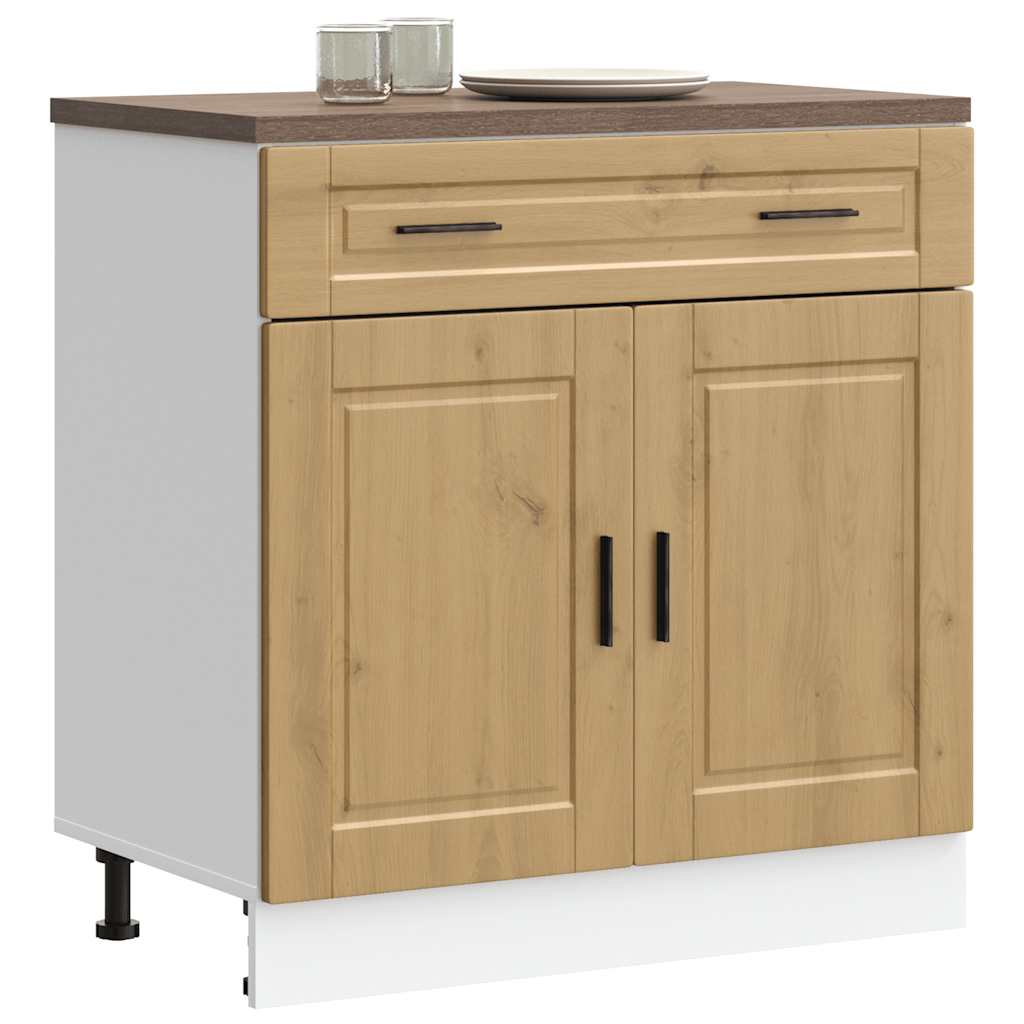 Mueble bajo de cocina porto roble artesano madera reconstituida | Leroy ...
