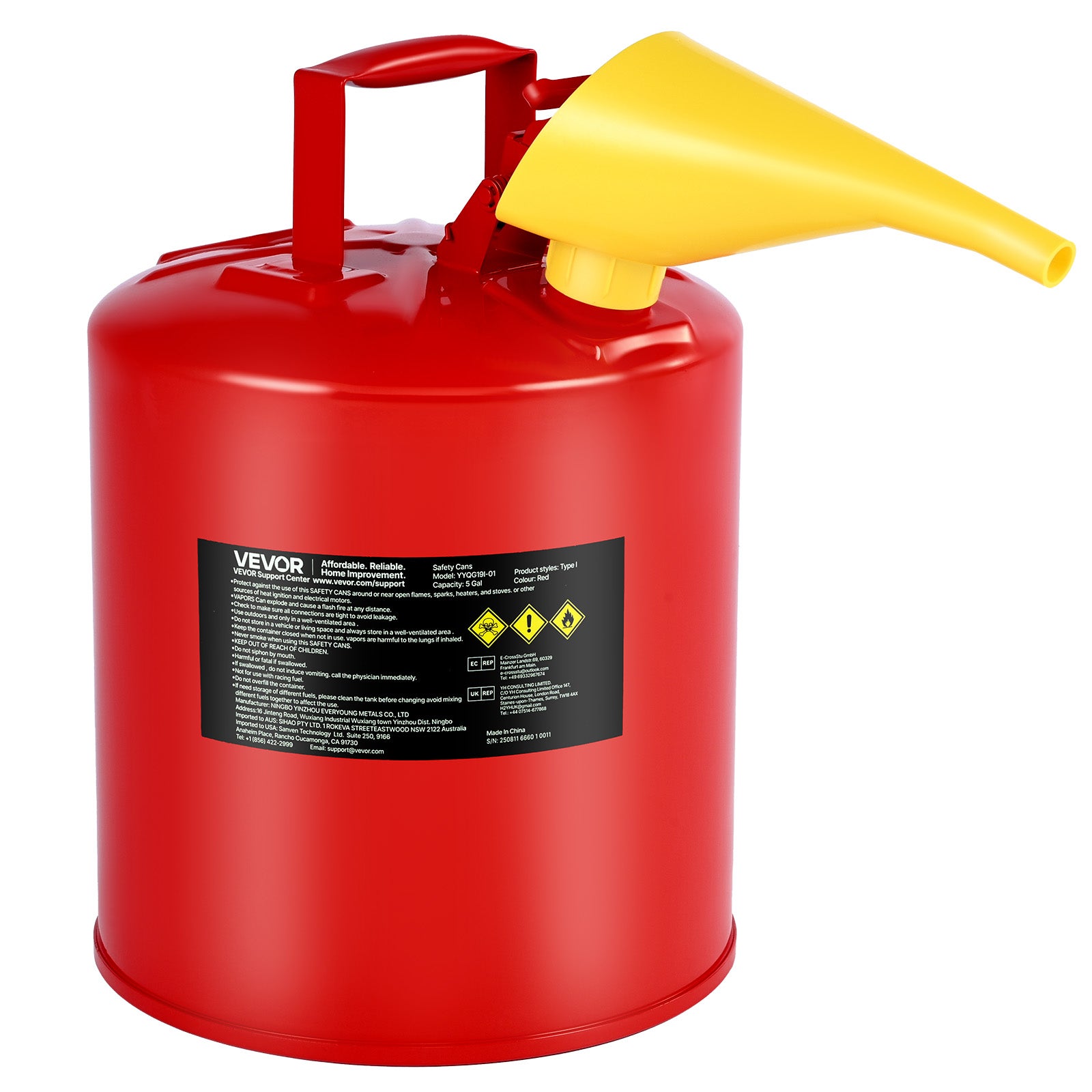 Bidón de Seguridad Tipo I VEVOR 19 L de Acero Inox con Apagallamas ...