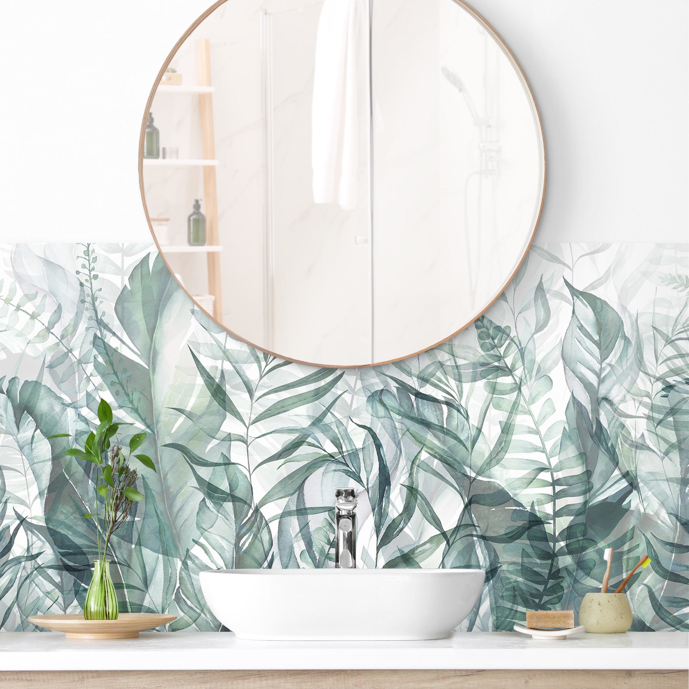 Panneau mural pour salle de bain - Botanique - Feuilles tropicales en ...