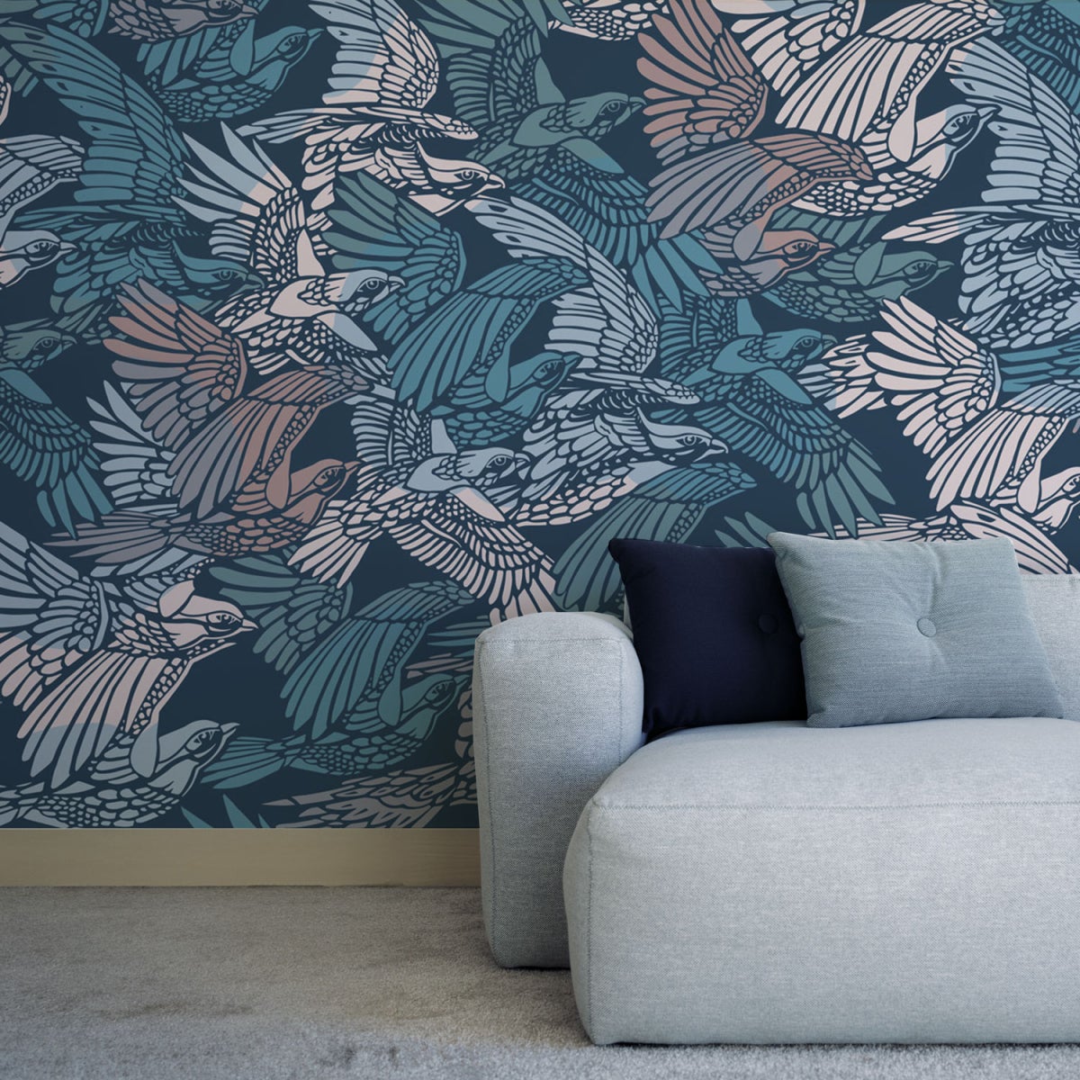 Papier peint panoramique Cuzco Bleu 150x250cm | Leroy Merlin