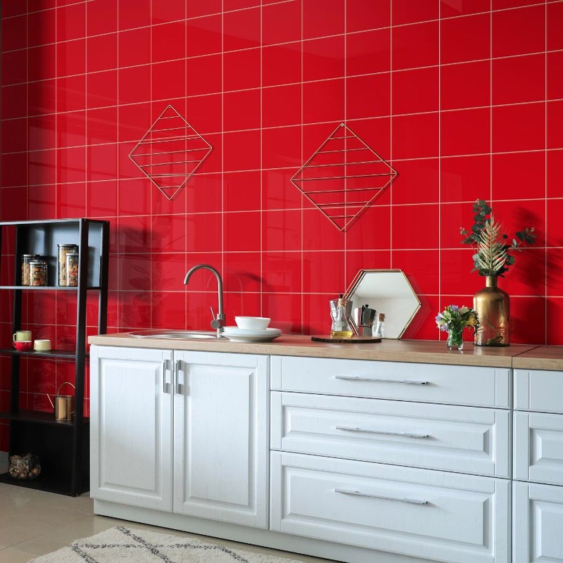 Carrelage Mur Brillant CERAGNI LISSE Rouge 180 | 20x20 (carton avec 25 ...