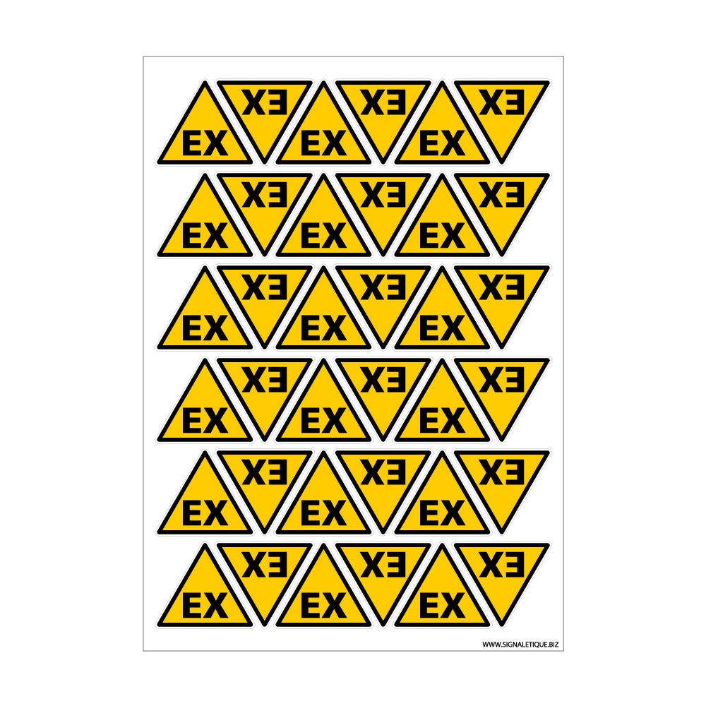 Autocollants Danger EX Zone ATEX (C0004T_PL) Planche de 36 adhésifs ...