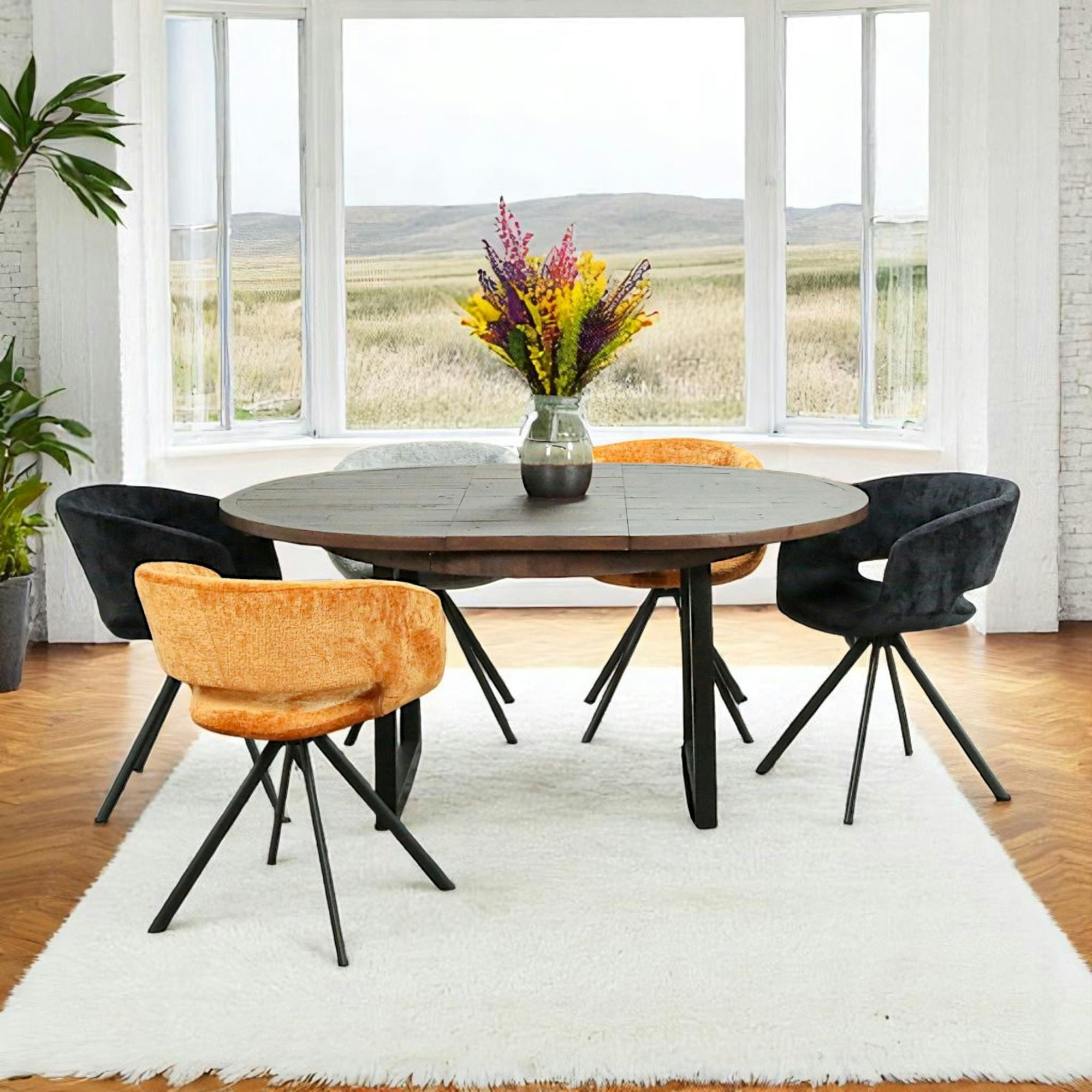 Table ronde extensible en bois recyclé D 120-160 cm SAMOA | Leroy Merlin