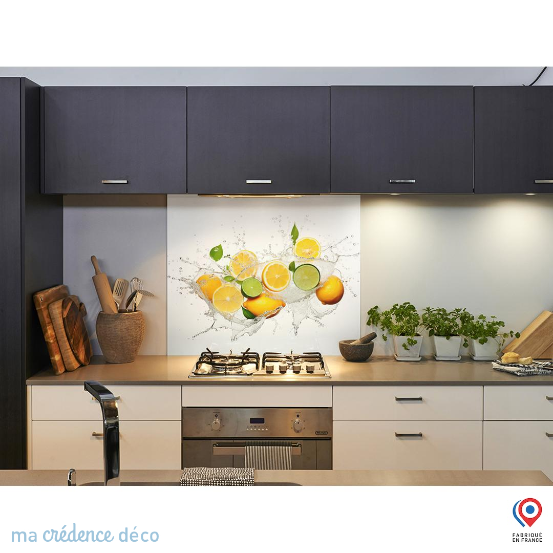 Crédence cuisine fond de hotte Bain de citrons 3 - Alu composite - L 90 ...