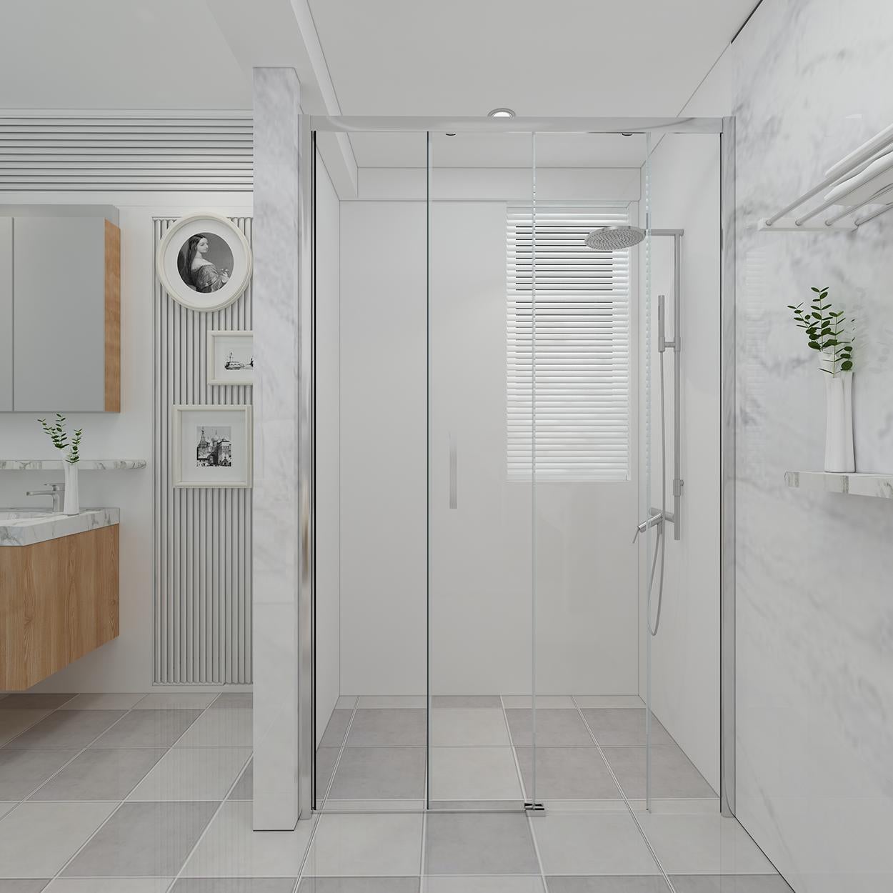 Box Doccia 110 cm Muro Muro Con Ingresso Agevolato Con Un Cristallo ...