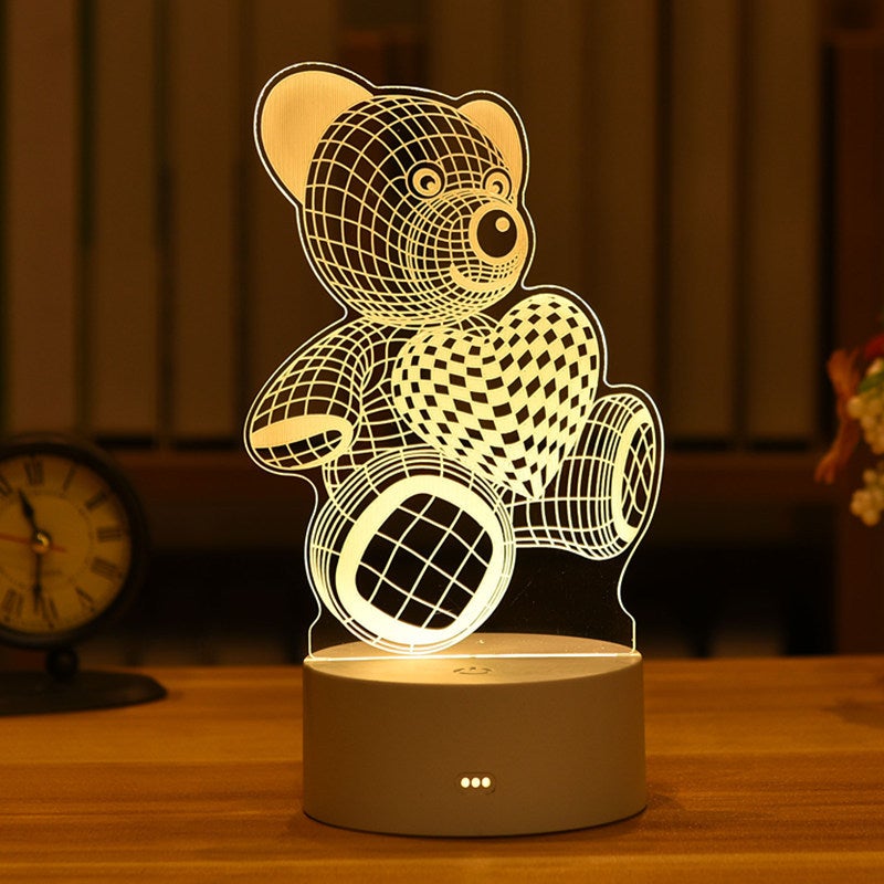 Veilleuse LED 3D pour enfants, lampe de chevet créative, motif cœur et ...