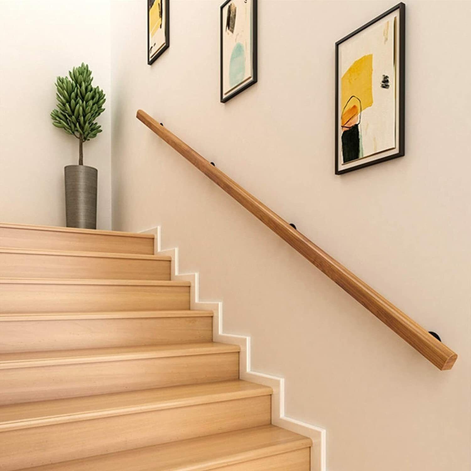Corrimano in Legno massello Fenice| legno colore noce chiaro completo ...