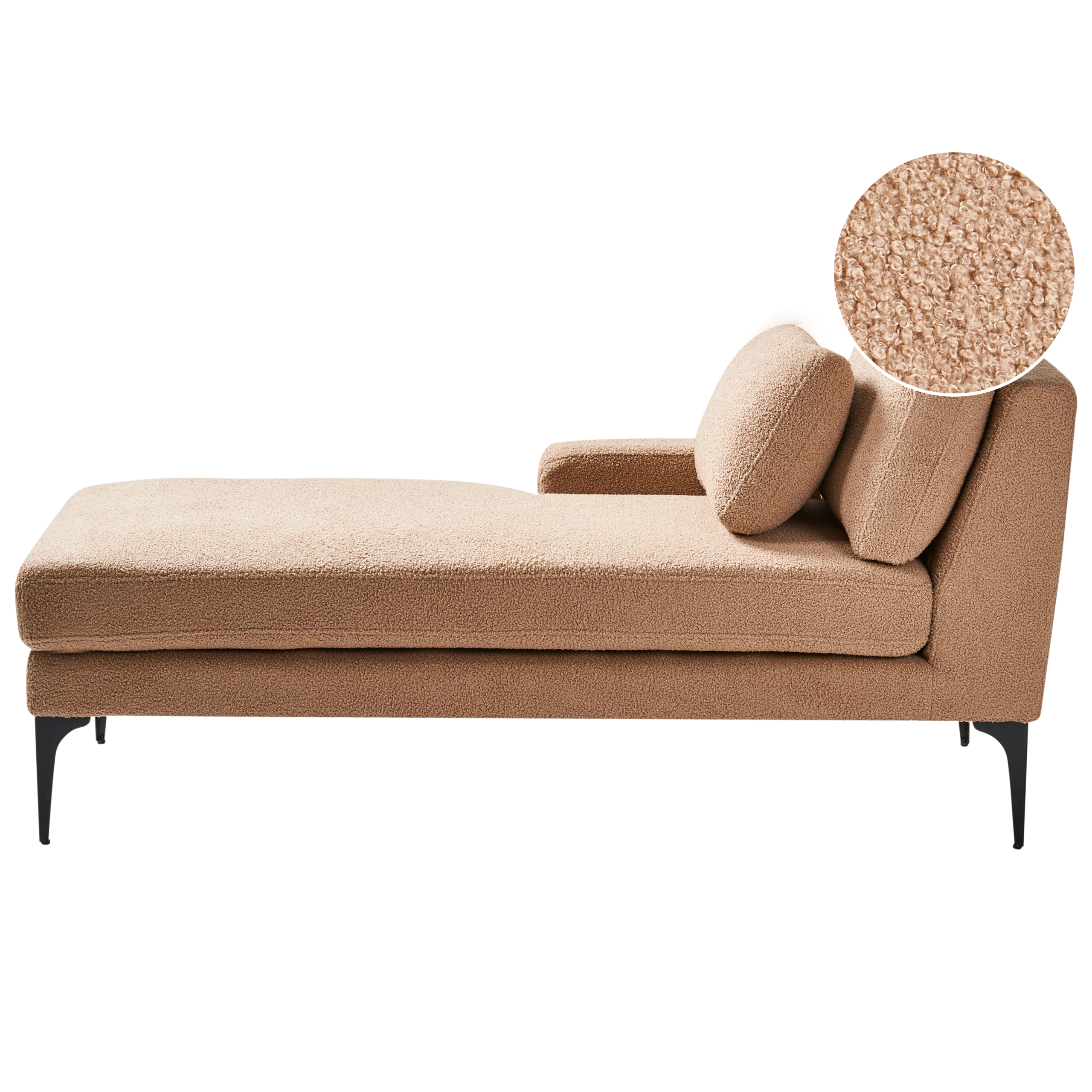 Chaise Longue à Droite Beige Sable en Bouclé Pieds en Métal avec ...