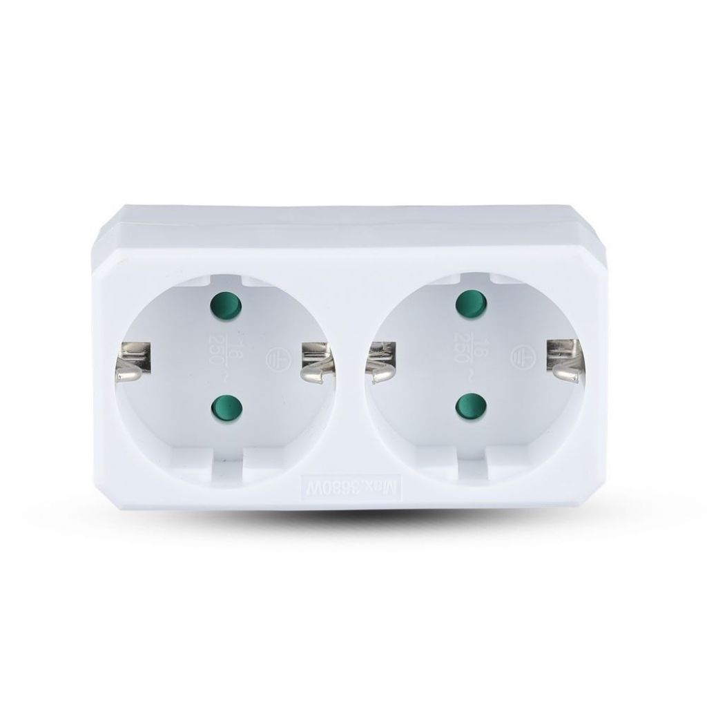 Adaptador multienchufe con 2 tomas frontales 10A 2P + Schuko y un enchufe Schuko Blanco | Leroy ...
