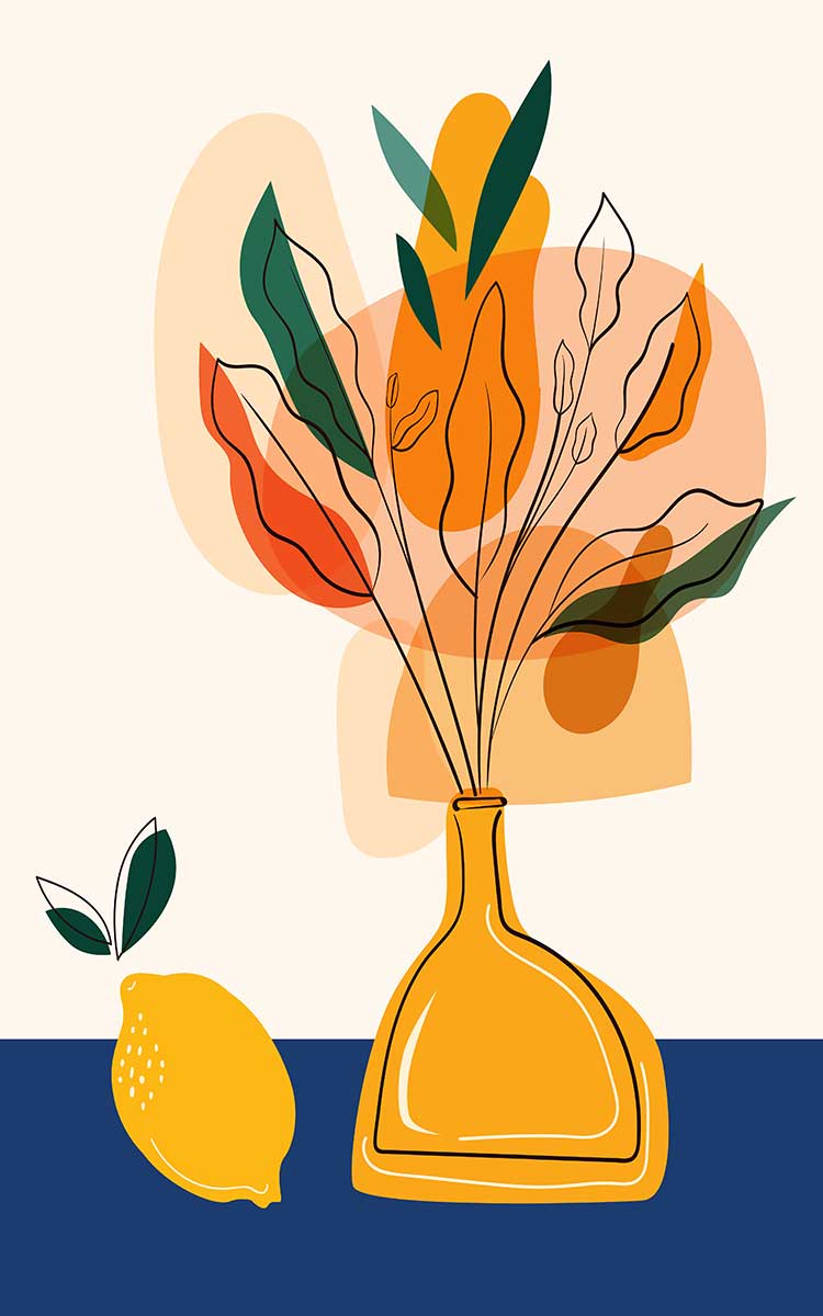 Tableau Citron et art organique - 50x80cm - made in France | Leroy Merlin