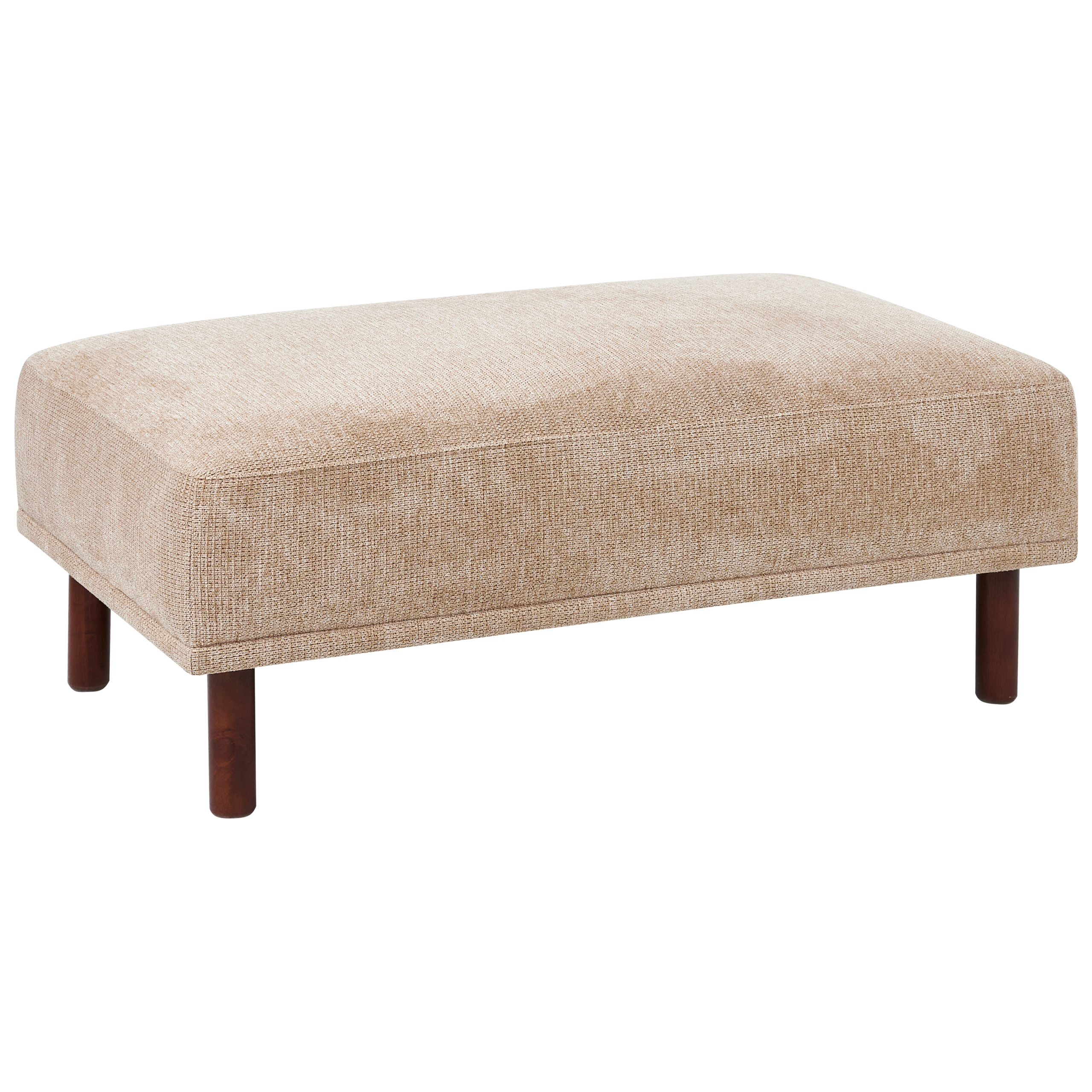 Pouf Ottoman Rectangulaire Beige en Tissu Hydrofuge Pieds en Bois ...