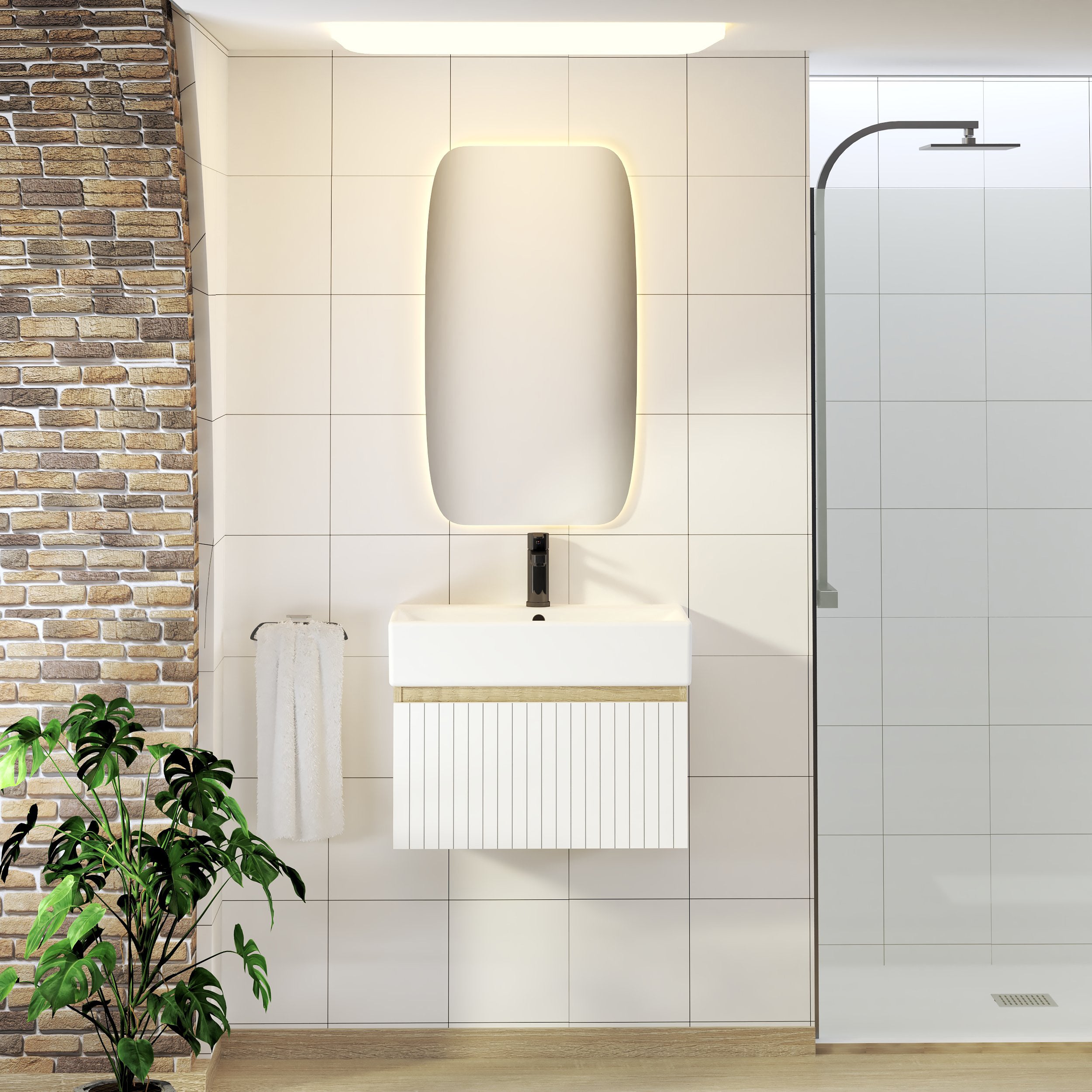 CONJUNTO DE BAÑO ZEL | MUEBLE SUSPENDIDO | 60 CM BLANCO | UN CAJÓN ...