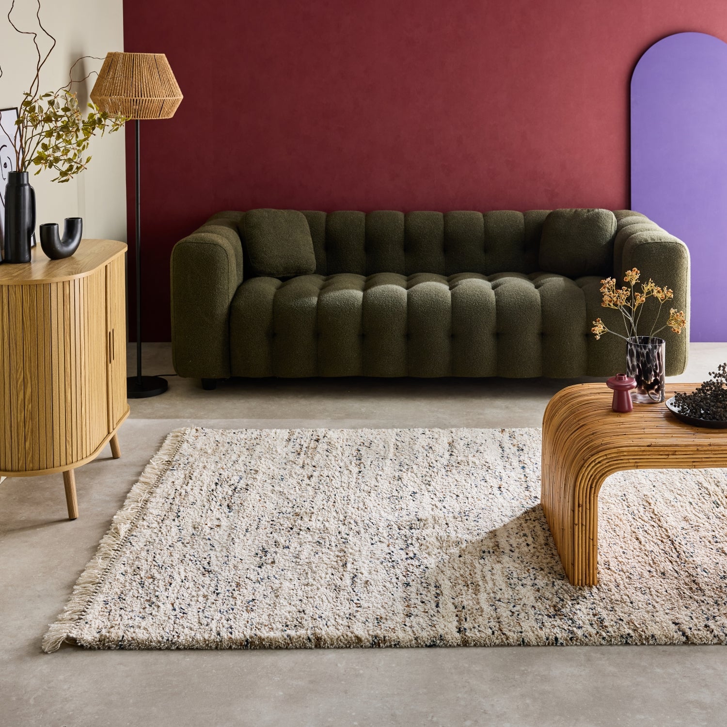 Alfombra interior con patrón moteado crema, Richie, 230x160x3 cm ...