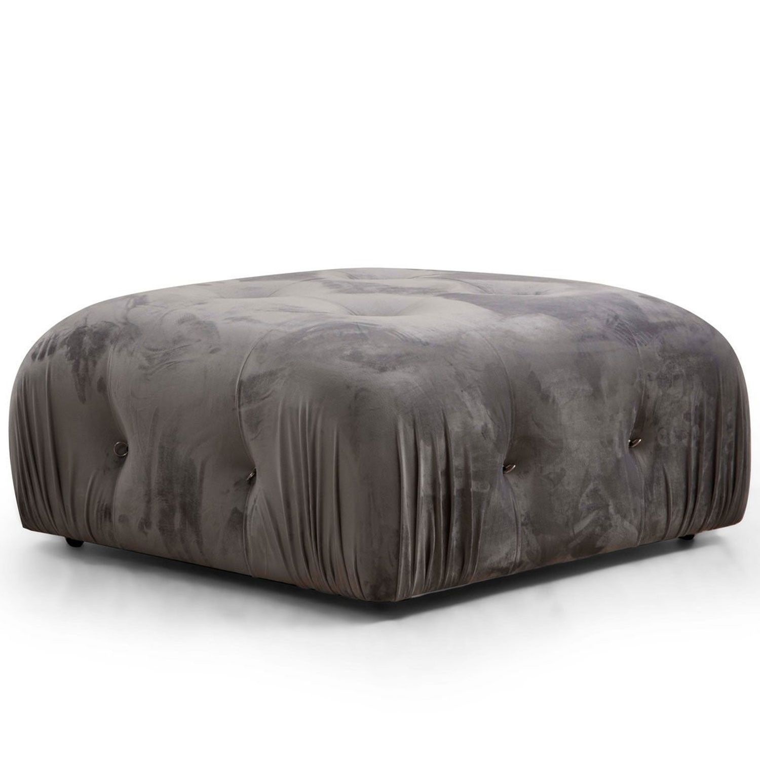 Pouf carré Nourhane Velours Gris | Leroy Merlin