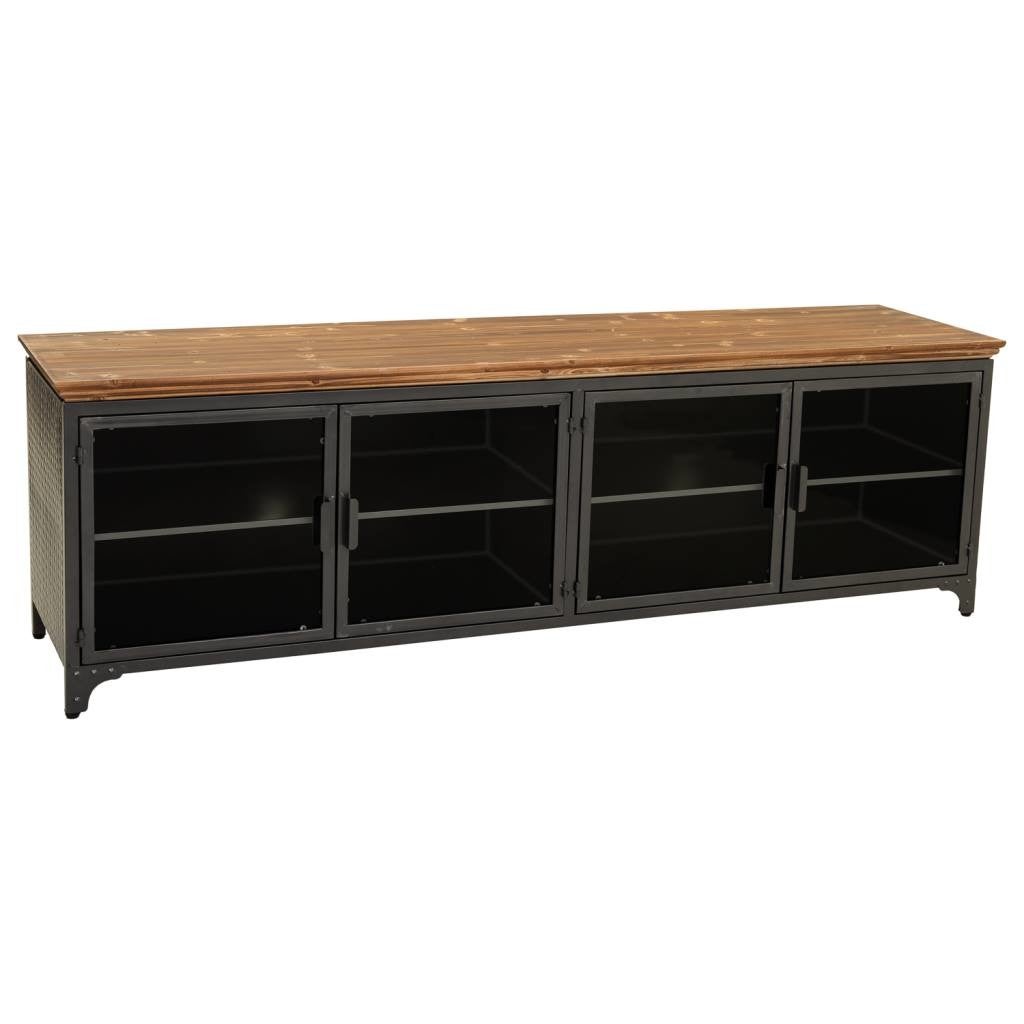 Meuble bas en métal et bois noir 161x41x50,5h cm | Leroy Merlin