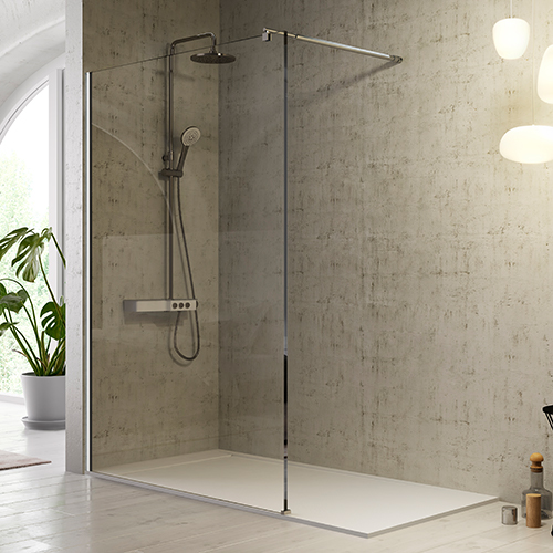 Paroi de douche à l'italienne avec 1 vitre fixe - Verre de sécurité 8 ...