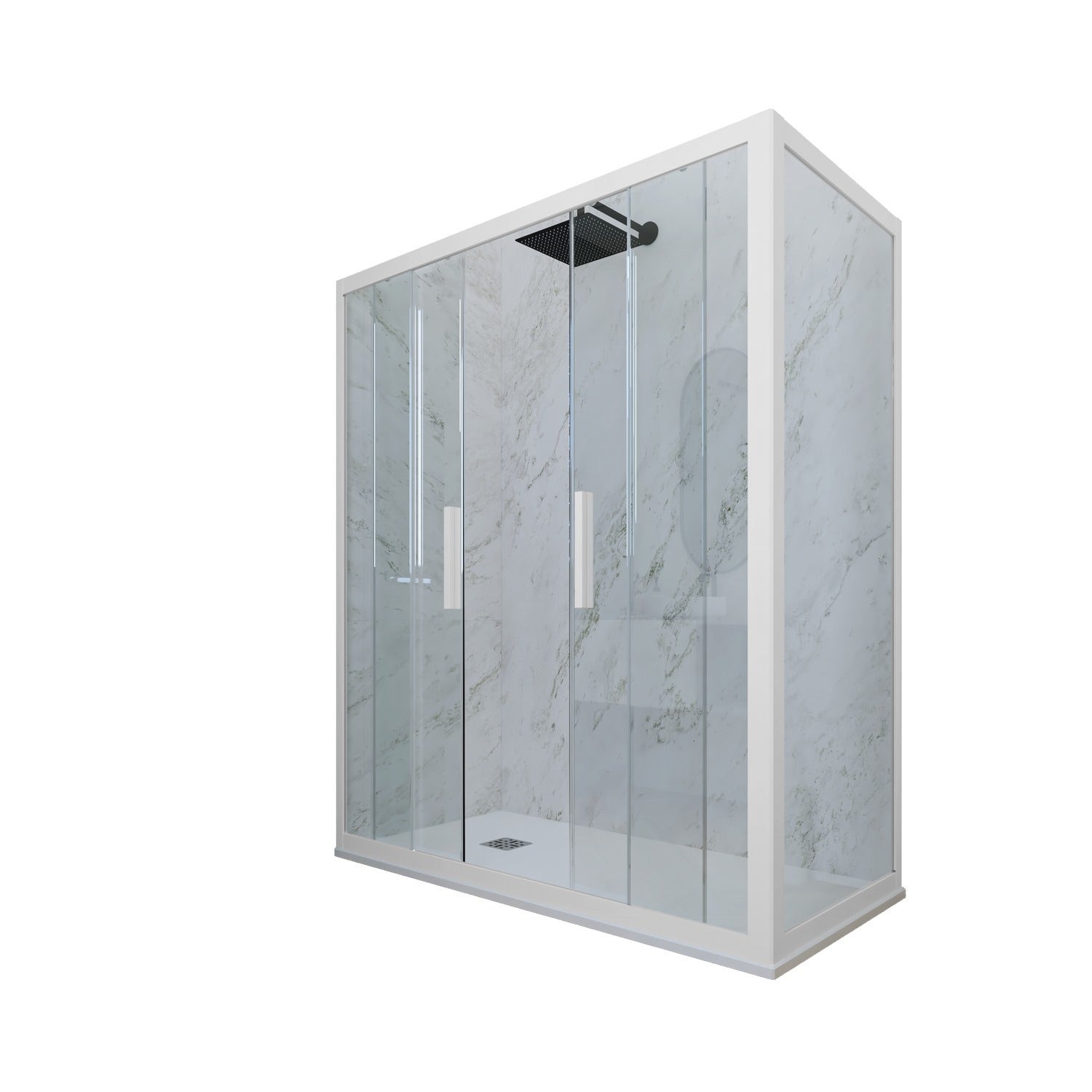 Cabine parois de douche angulaire coulissante 70x160 cm H 200 en PVC ...