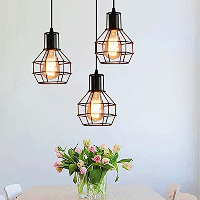 1 rustykalna, regulowana lampa wisząca, czarna, metalowa lampa wisząca ...