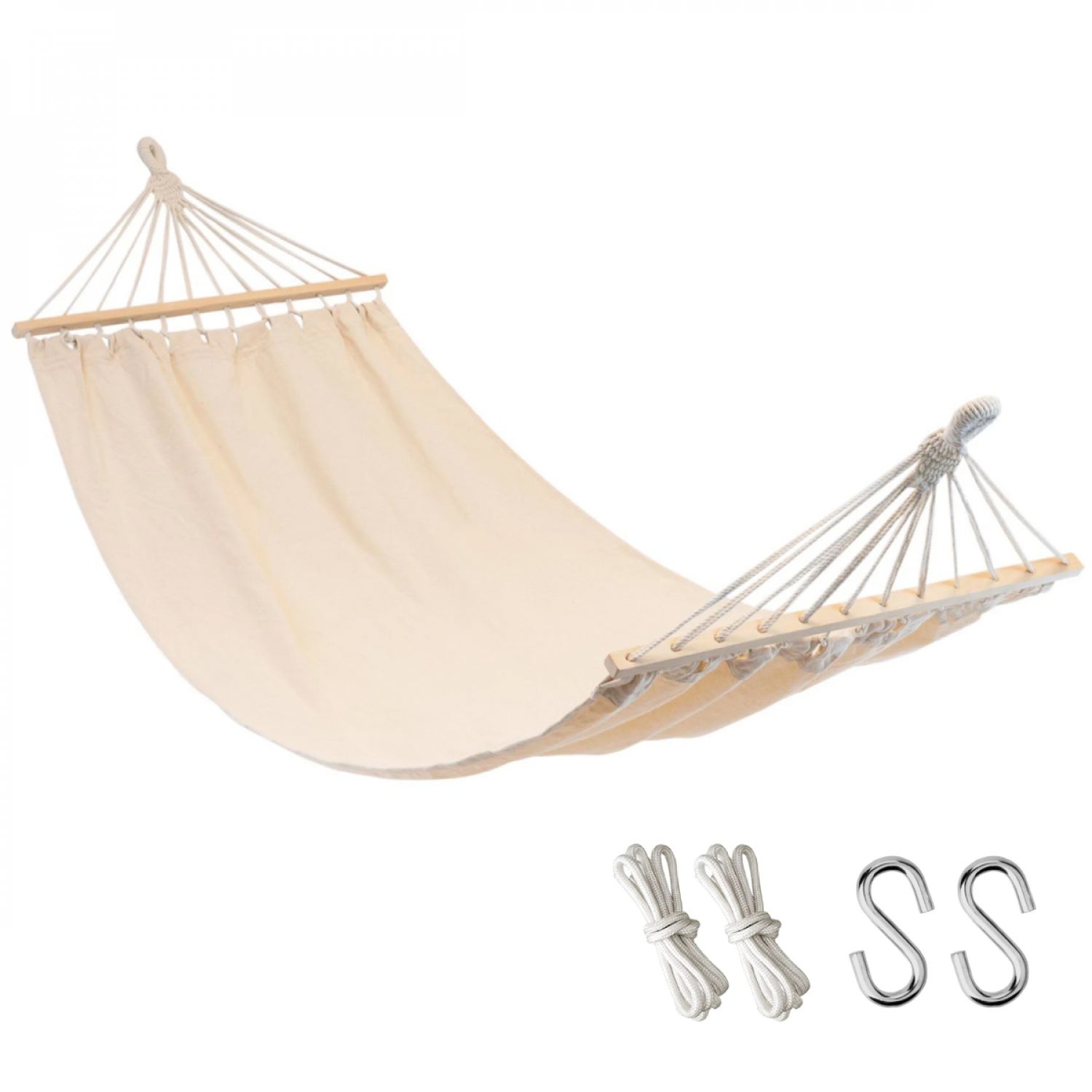 Toile de hamac 2 personnes 150 x 270 cm avec système d'attache - Beige ...