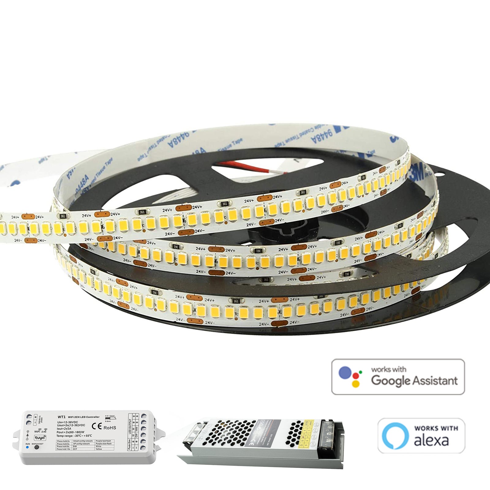 KIT SMART strip 1200 LED 90W 24V WiFi voice control alexa flexible ...