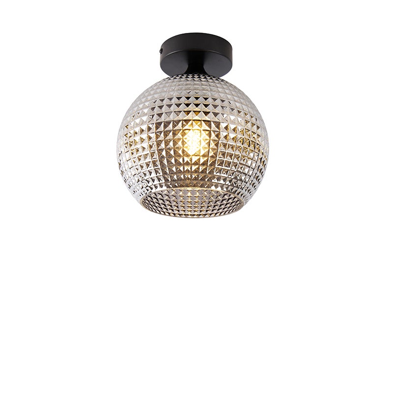 Plafón Art Deco negro con cristal ahumado - Sphere | Leroy Merlin