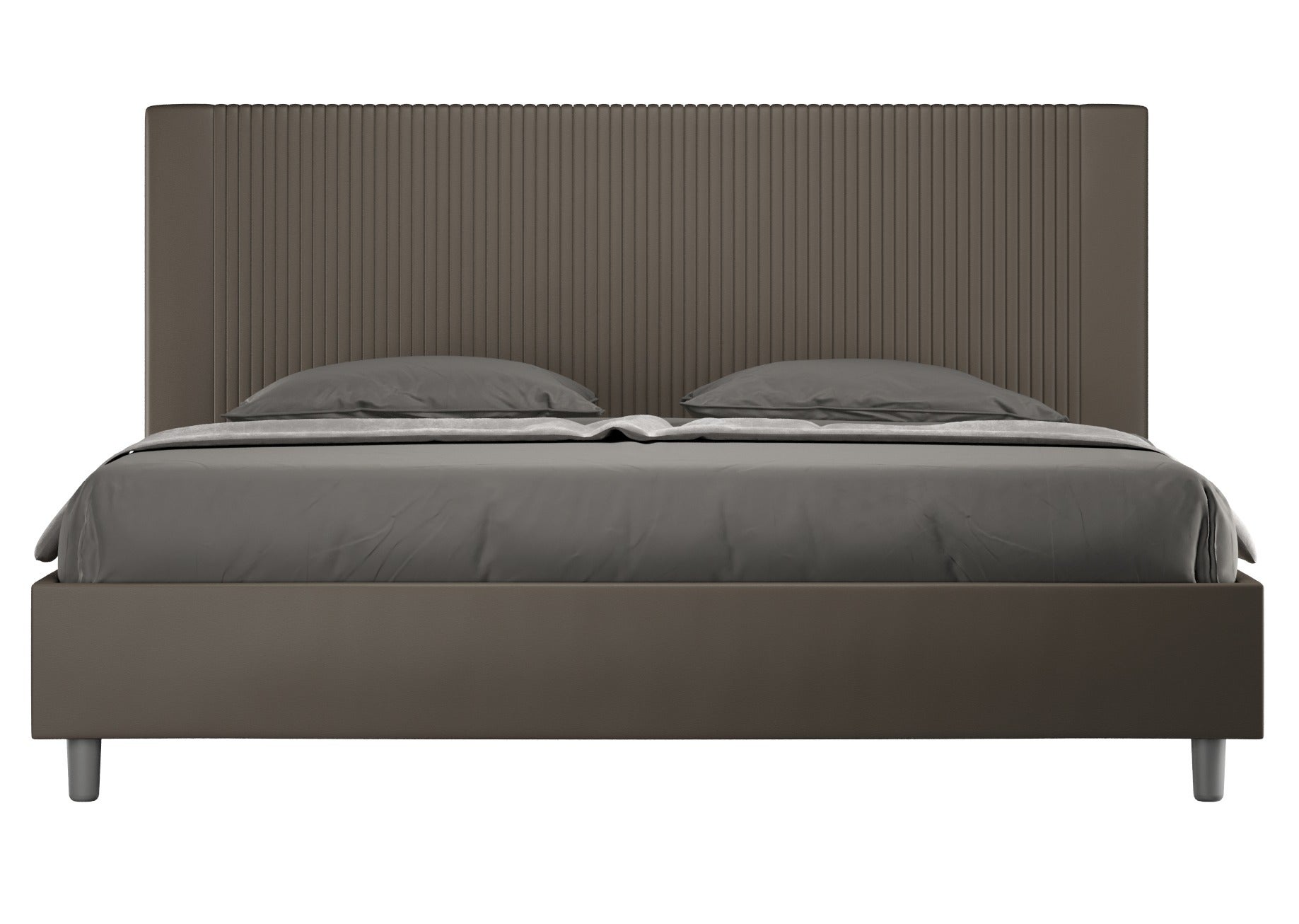 Lit moderne avec tête de lit rayures verticales matelassé simili cuir ...