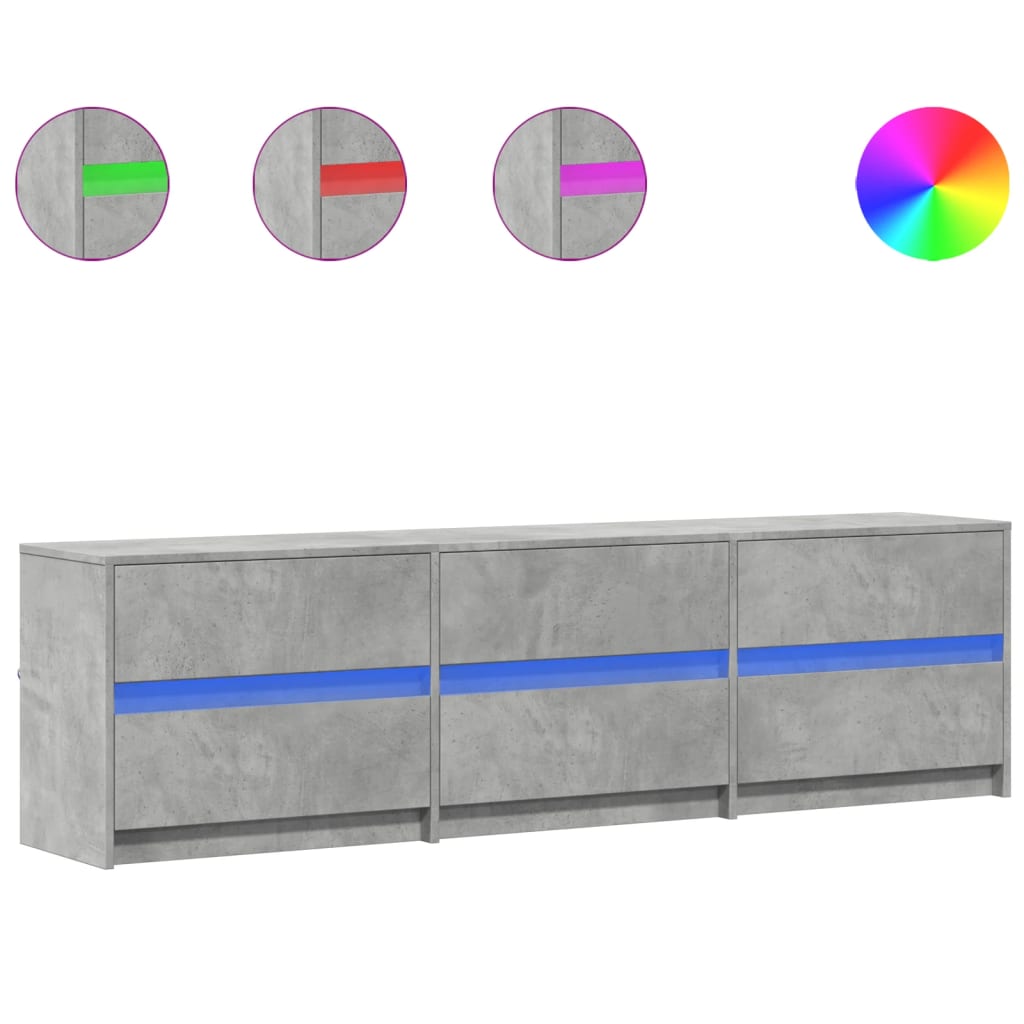 Mueble TV LED laminado en madera gris hormigón 180x34x50 cm | Leroy Merlin