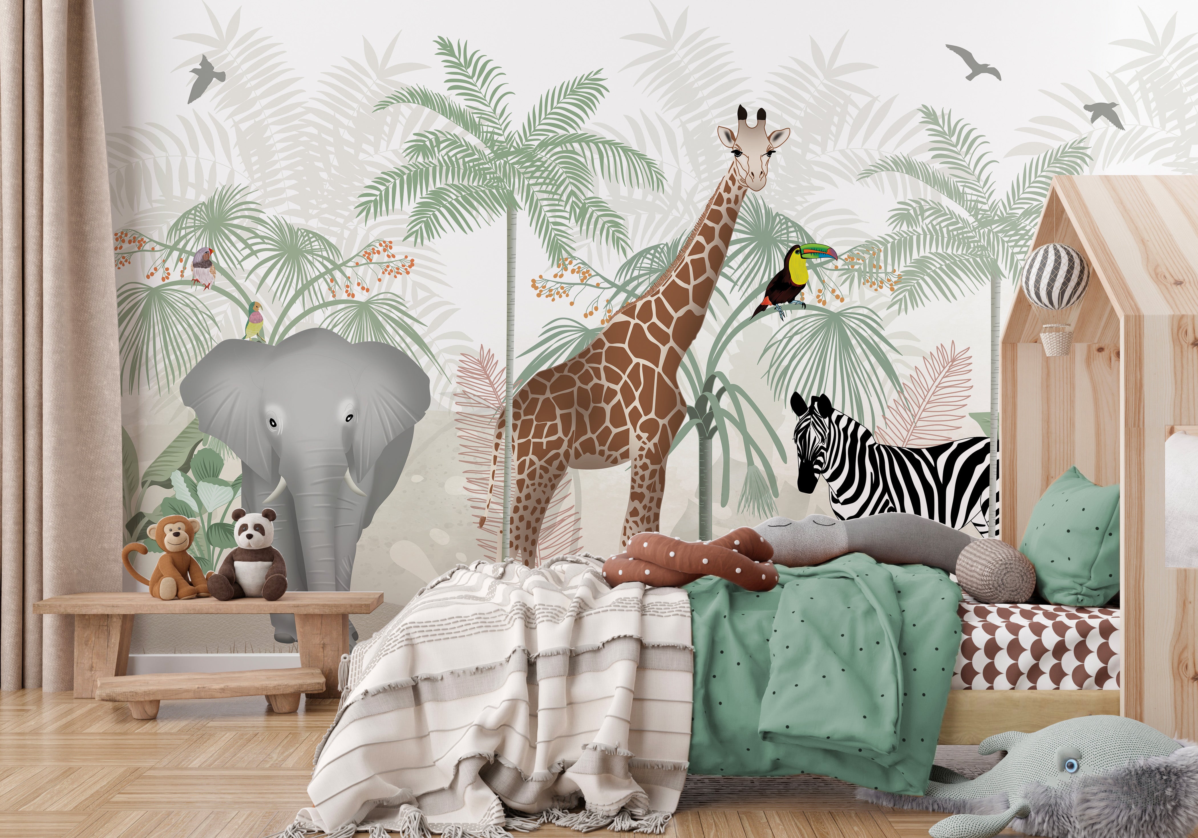 Papier peint enfant animaux de la savane L450cm x H260cm | Leroy Merlin