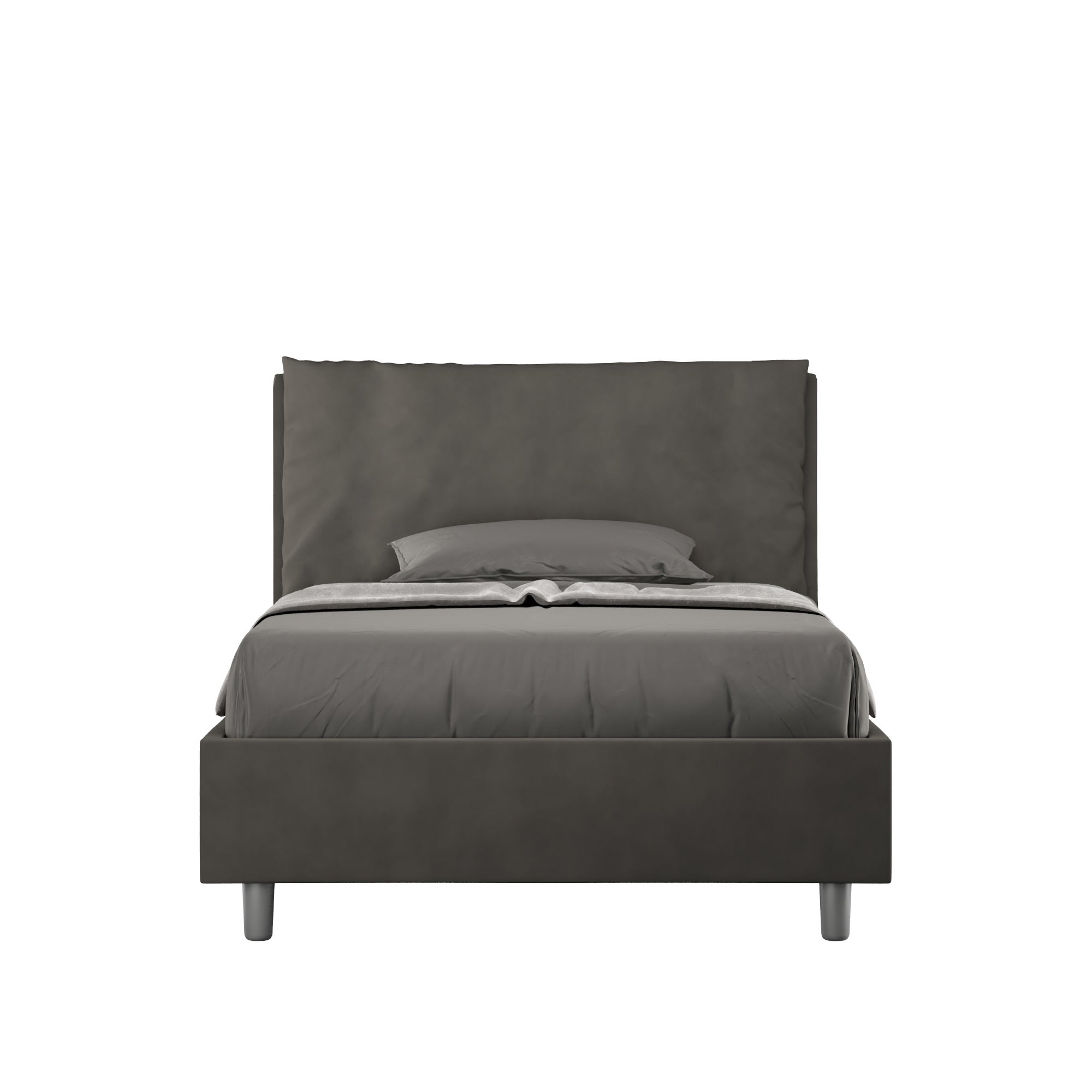 Lit 1 place et demi avec sommier rembourré 110x200 microfibra gris ...