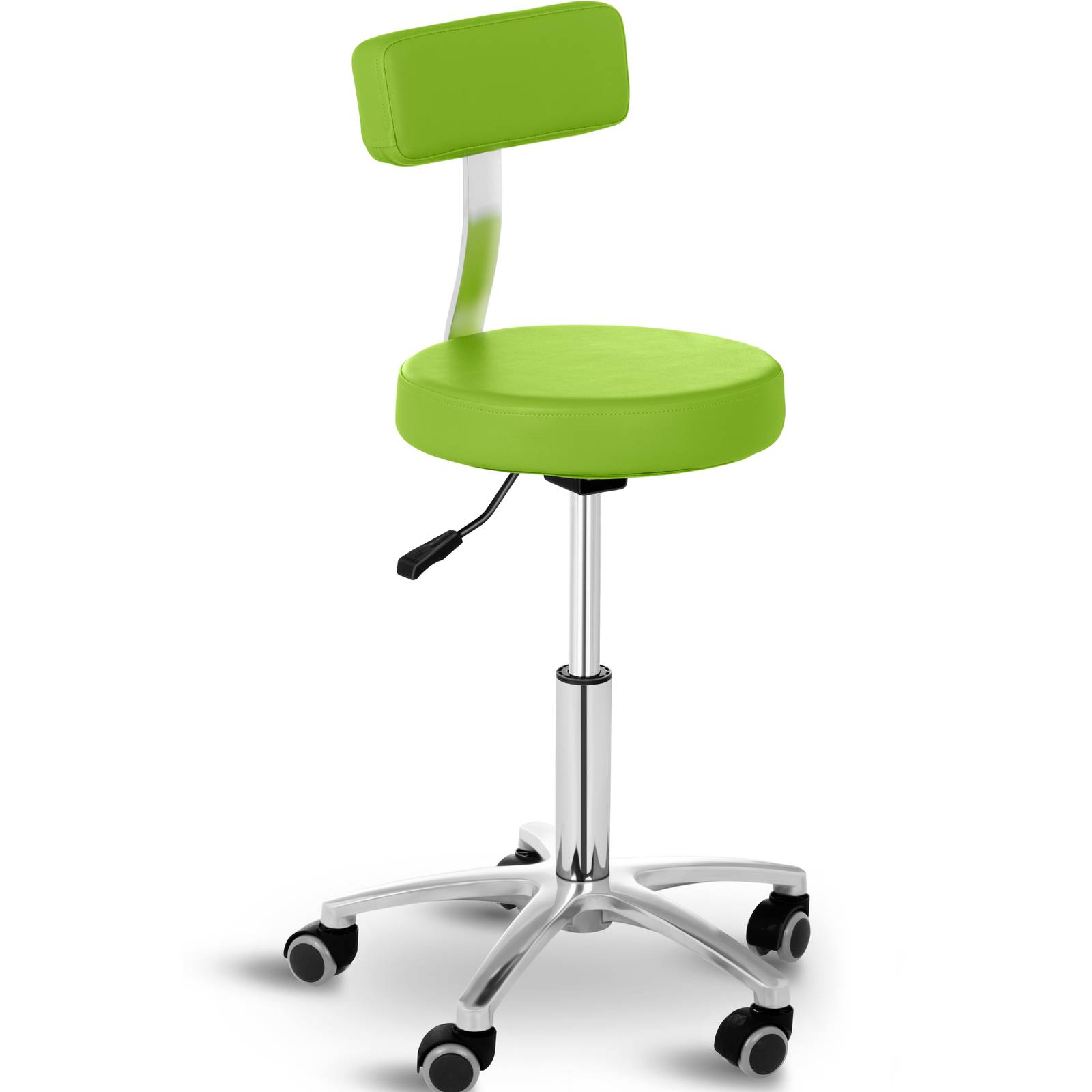 Taburete con ruedas y respaldo para estética - 445- 580 mm - 150 kg ...