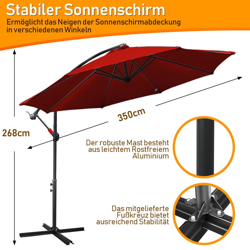 Parasol en aluminium Parasol de jardin pivotant à 360° Parapluies avec ...