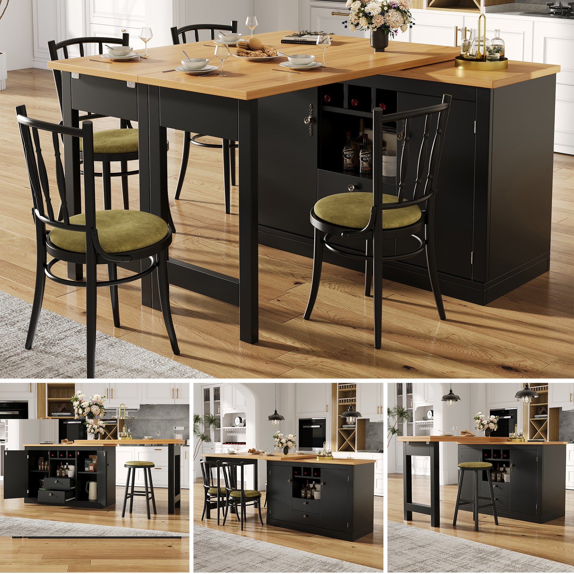 Table de bar extensible haut de gamme avec rotation à 360° et espace de ...