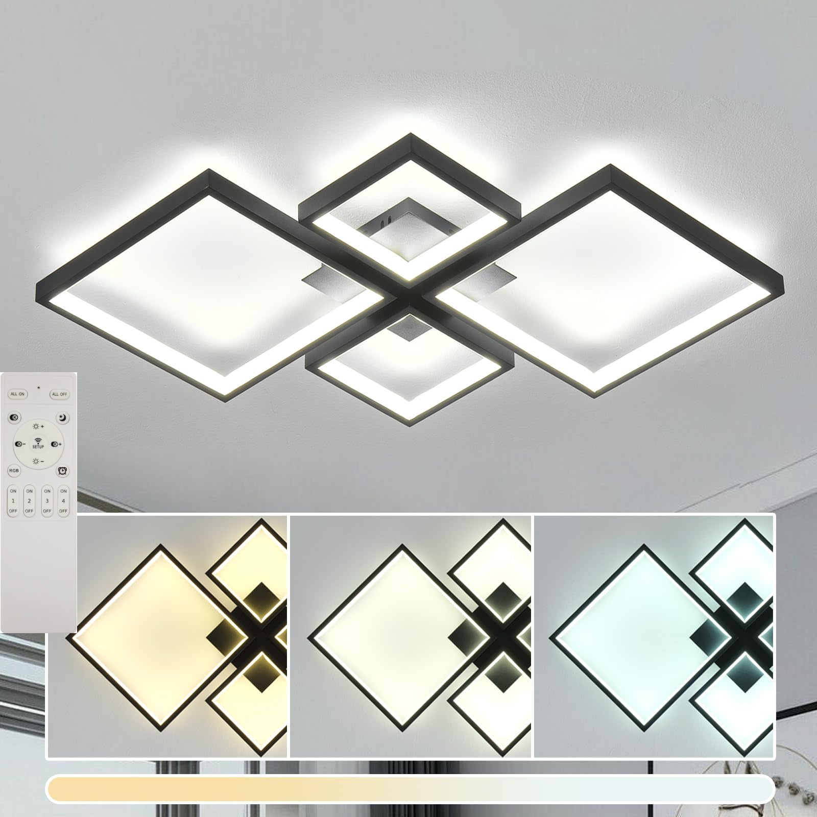 Plafonnier à intensité variable, plafonnier LED, température de couleur ...