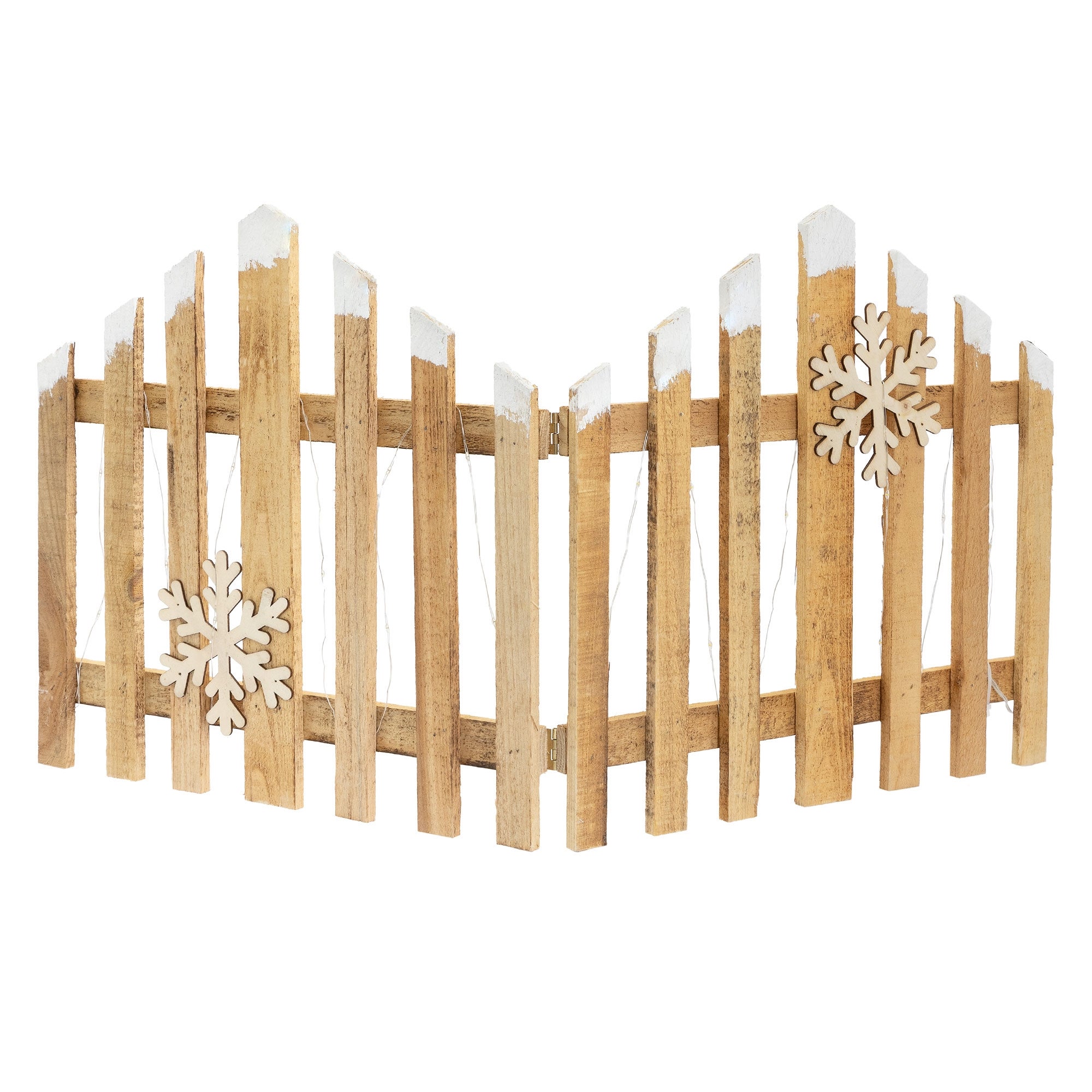 Mini clôture sapin de noël 77x38 cm en bois à led blanc chaud barrière ...